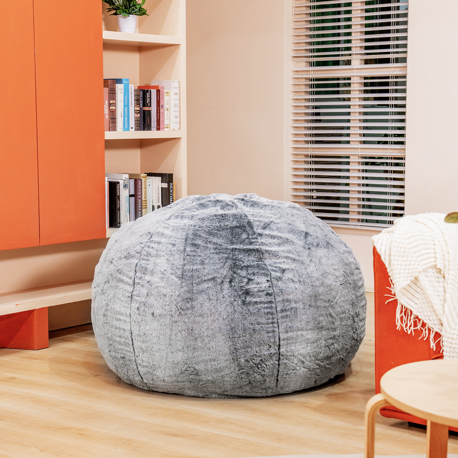 Gemma Violet Large Faux Fur Bean Bag Chair & Lounger & Reviews ...