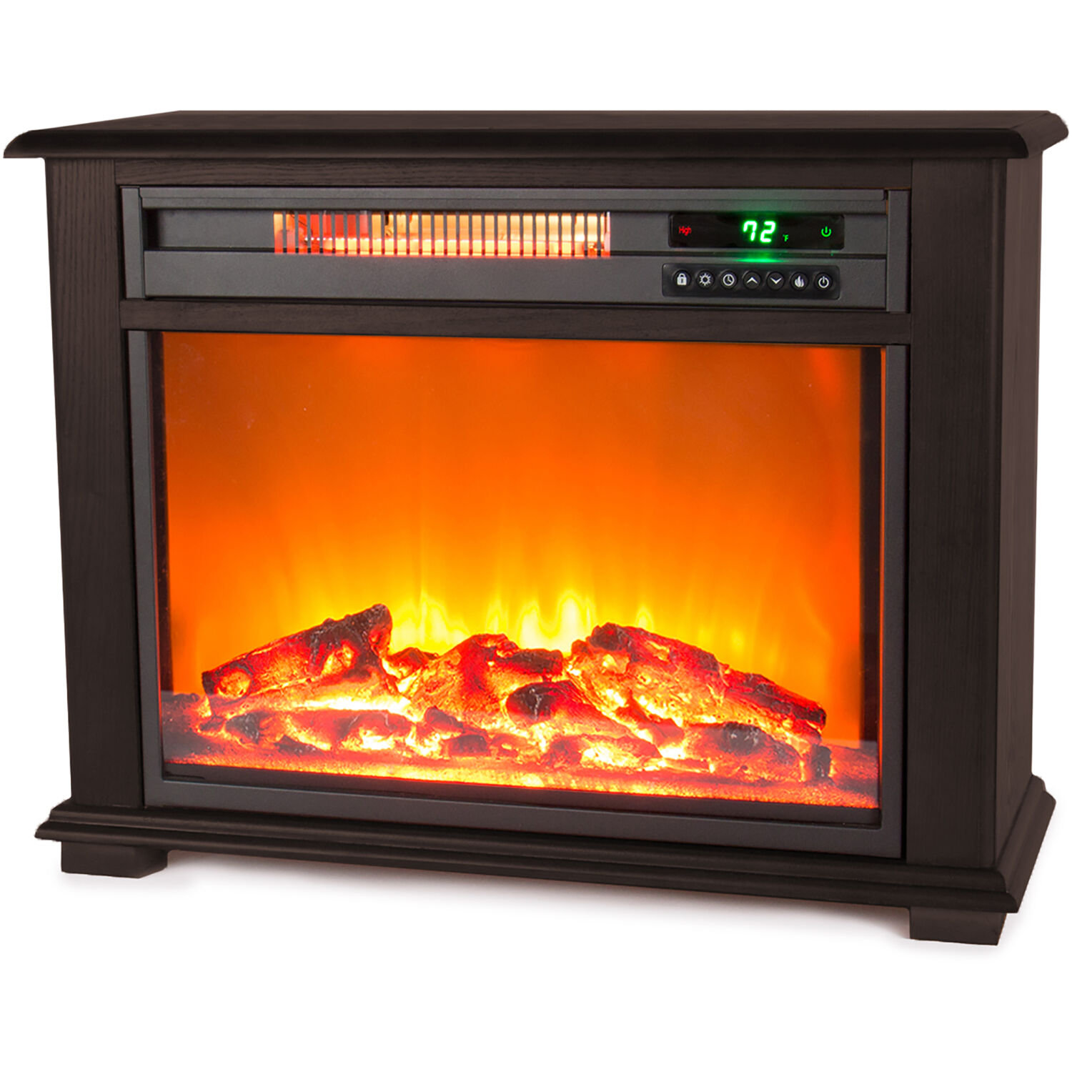 Lifesmart LifeSmart Portable Dark Walnut 3 Quartz Infrared Fireplace ...