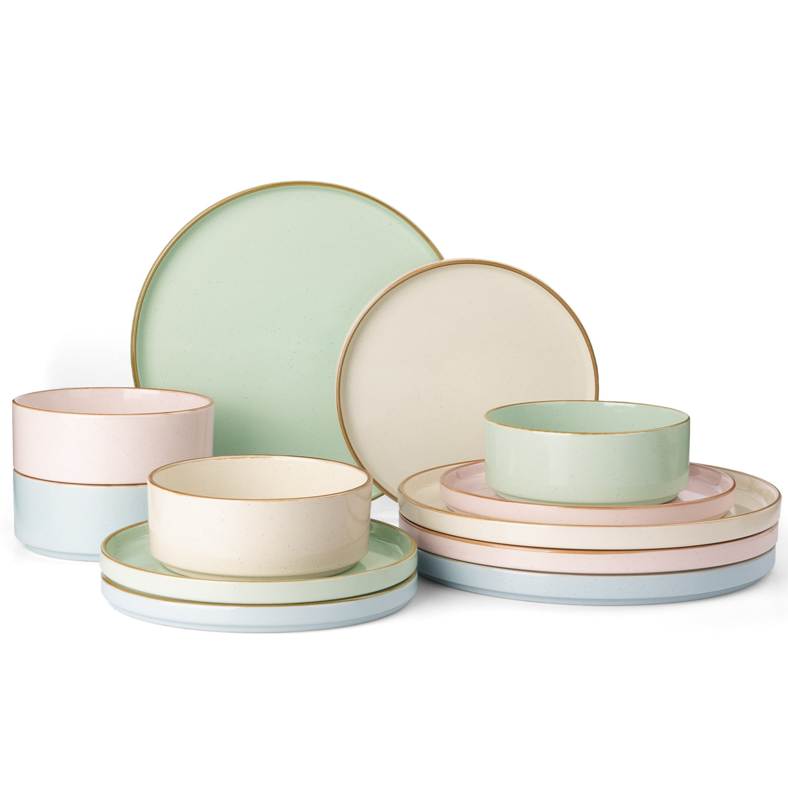 Birch Lane™ Nebula Plates And Bowls Sets, 12 Piece Dinnerware Sets ...