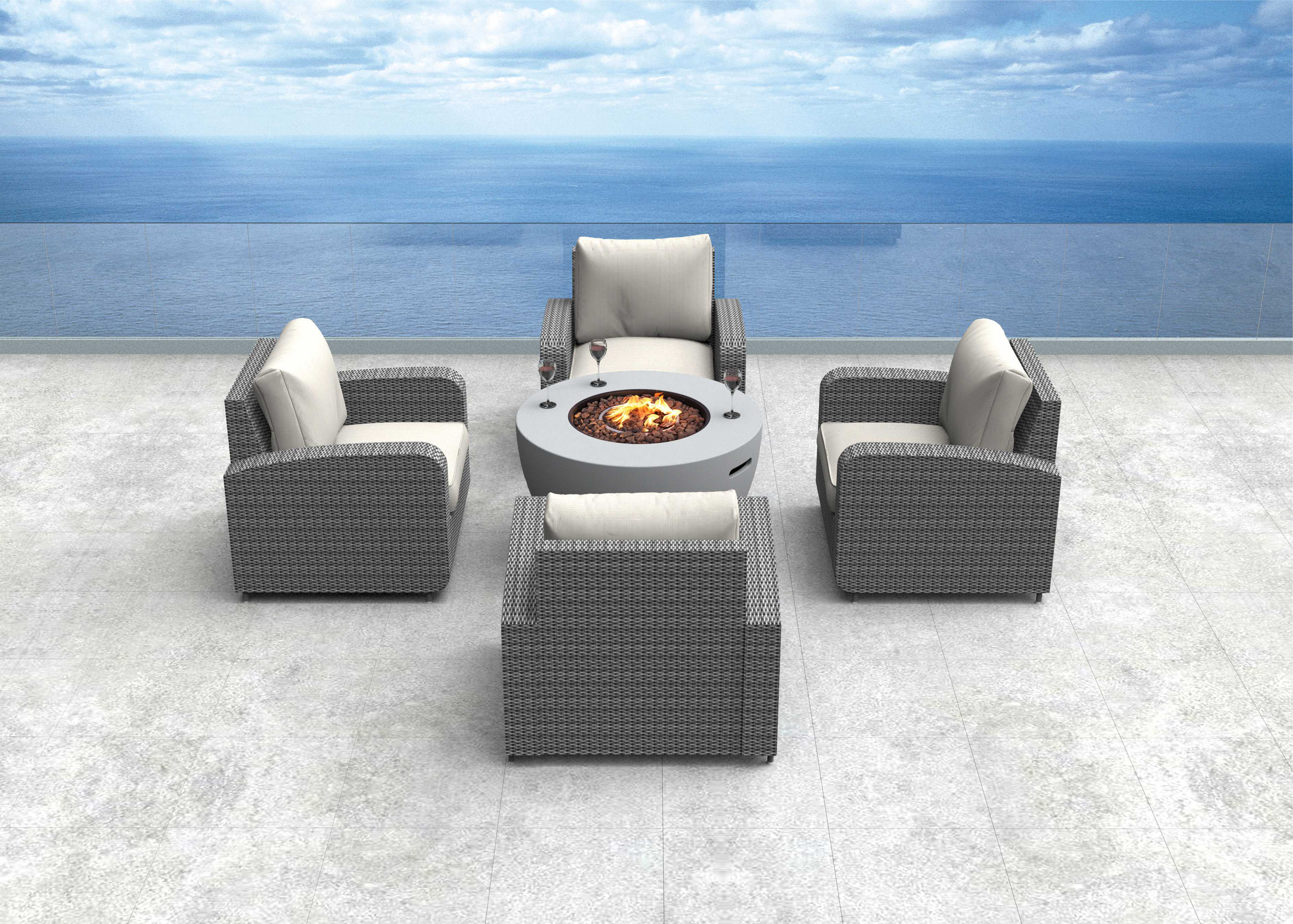 Red Barrel Studio 5 Piece Rattan Multiple Chairs Seating Group with ...