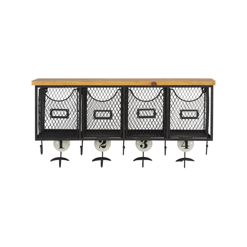 Gracie Oaks Calsbeck Metal 9 - Hook Wall Mounted Coat Rack with Storage ...