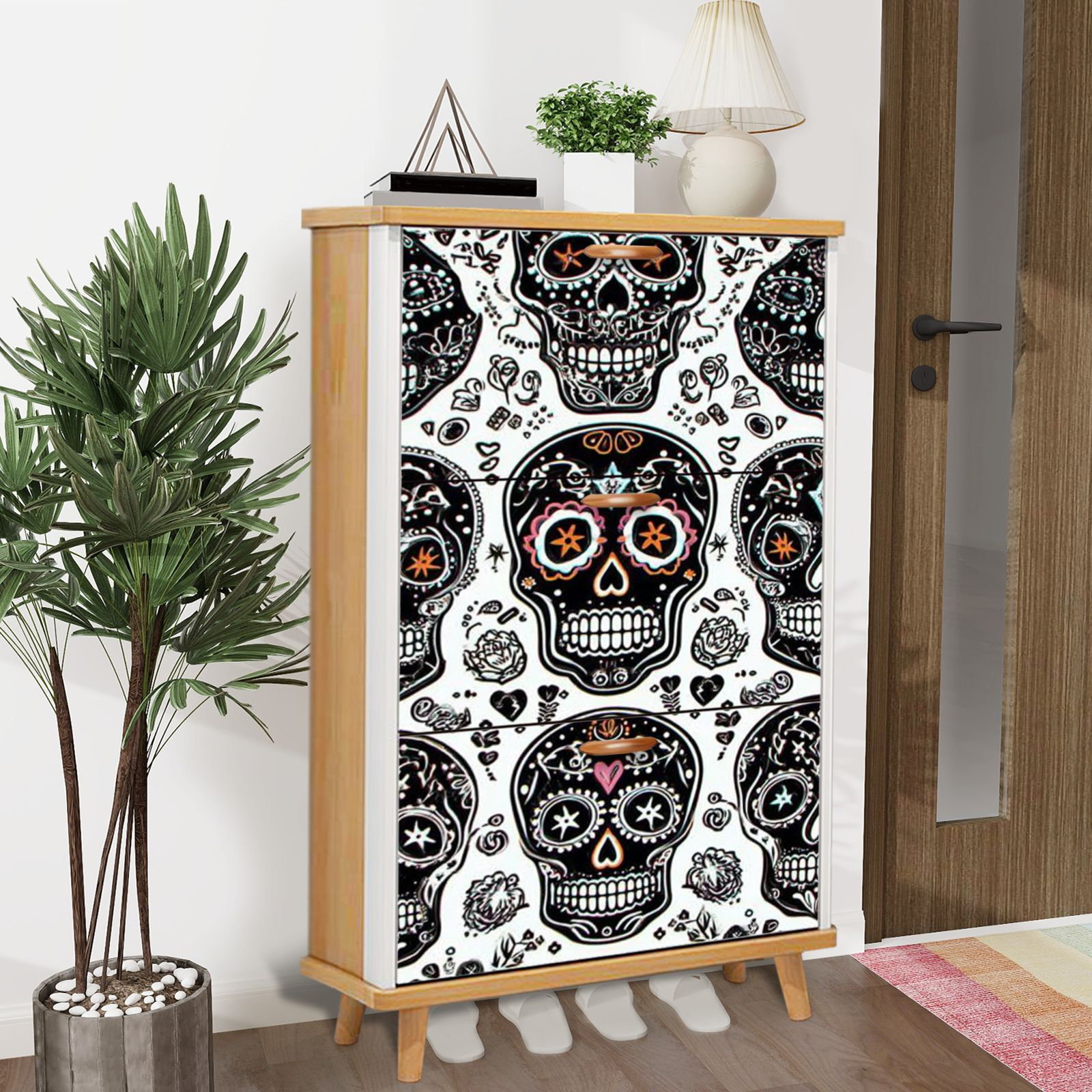 East Urban Home Shoe Storage Cabinet with 3 Flip Drawers for Mexican ...
