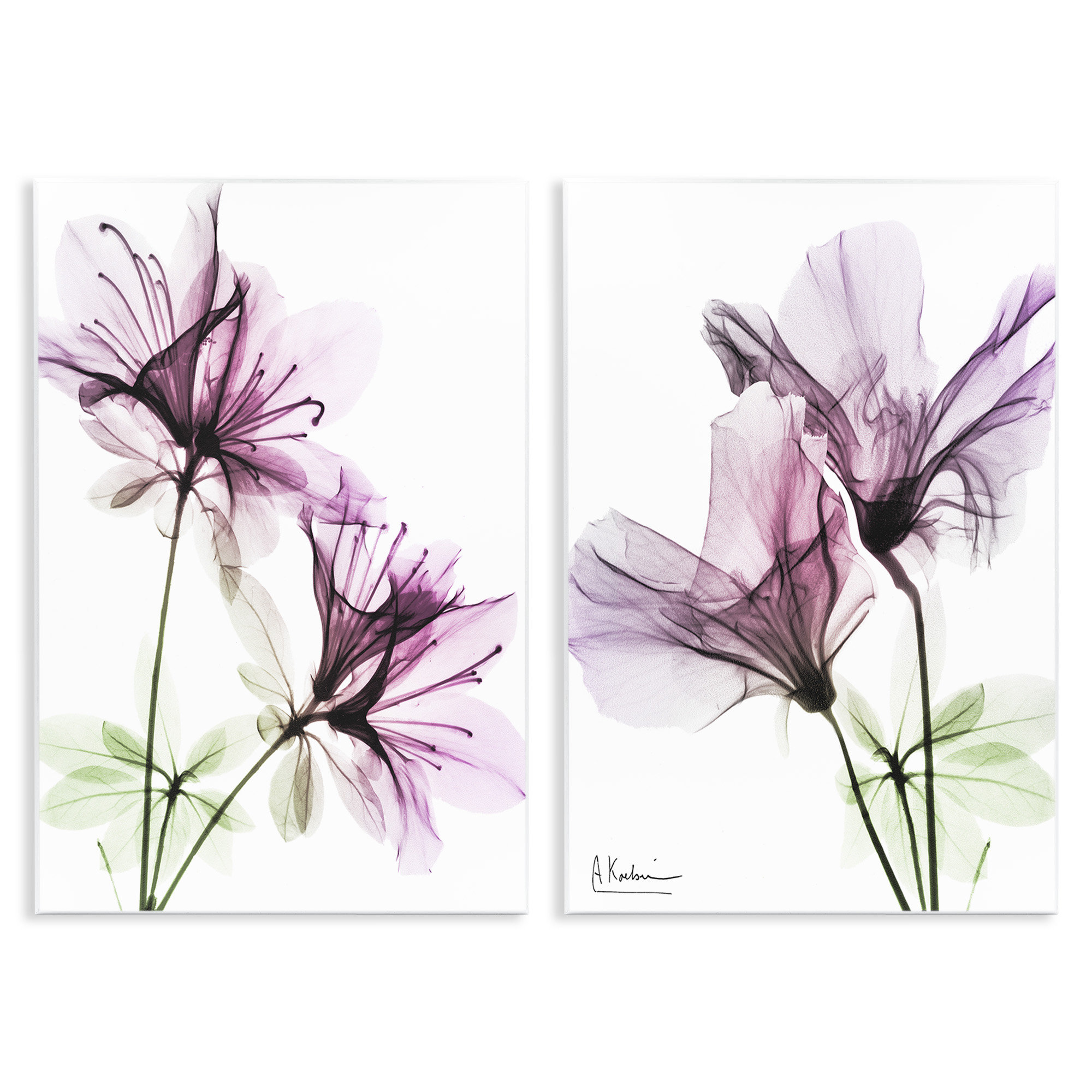 Stupell Industries Purple Flower Bloom Design 2 Piece Wall Plaque Art ...