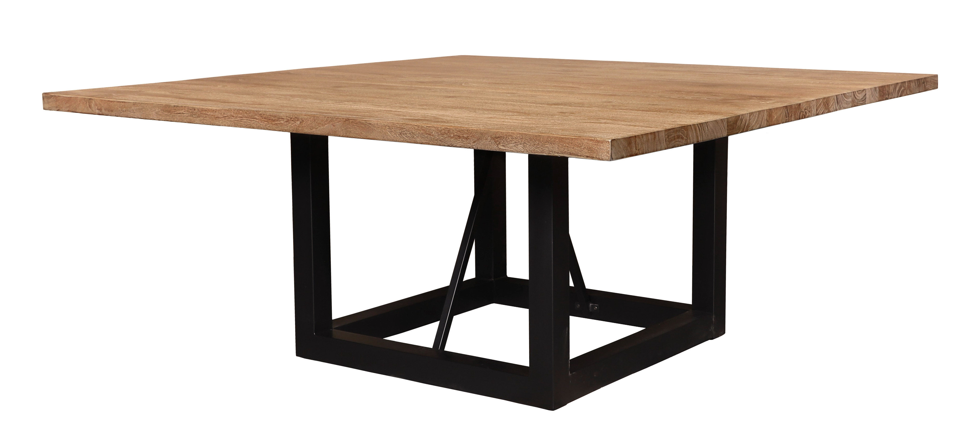 Ebern Designs Normant 60" Natural and Black Solid Wood And Iron Frame ...