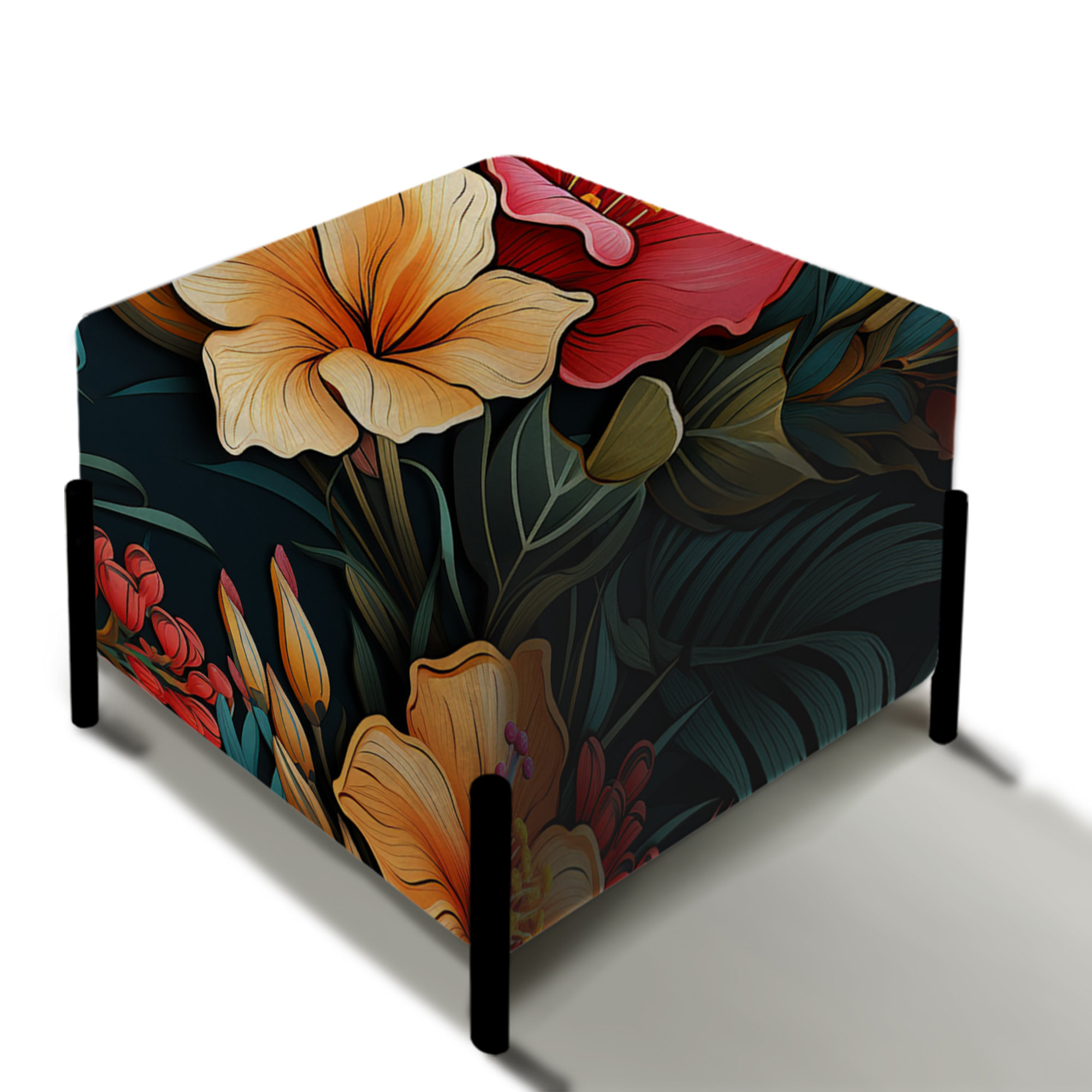 Design Art Tropical Essence Tropical Pattern - Tropical Square Ottoman ...