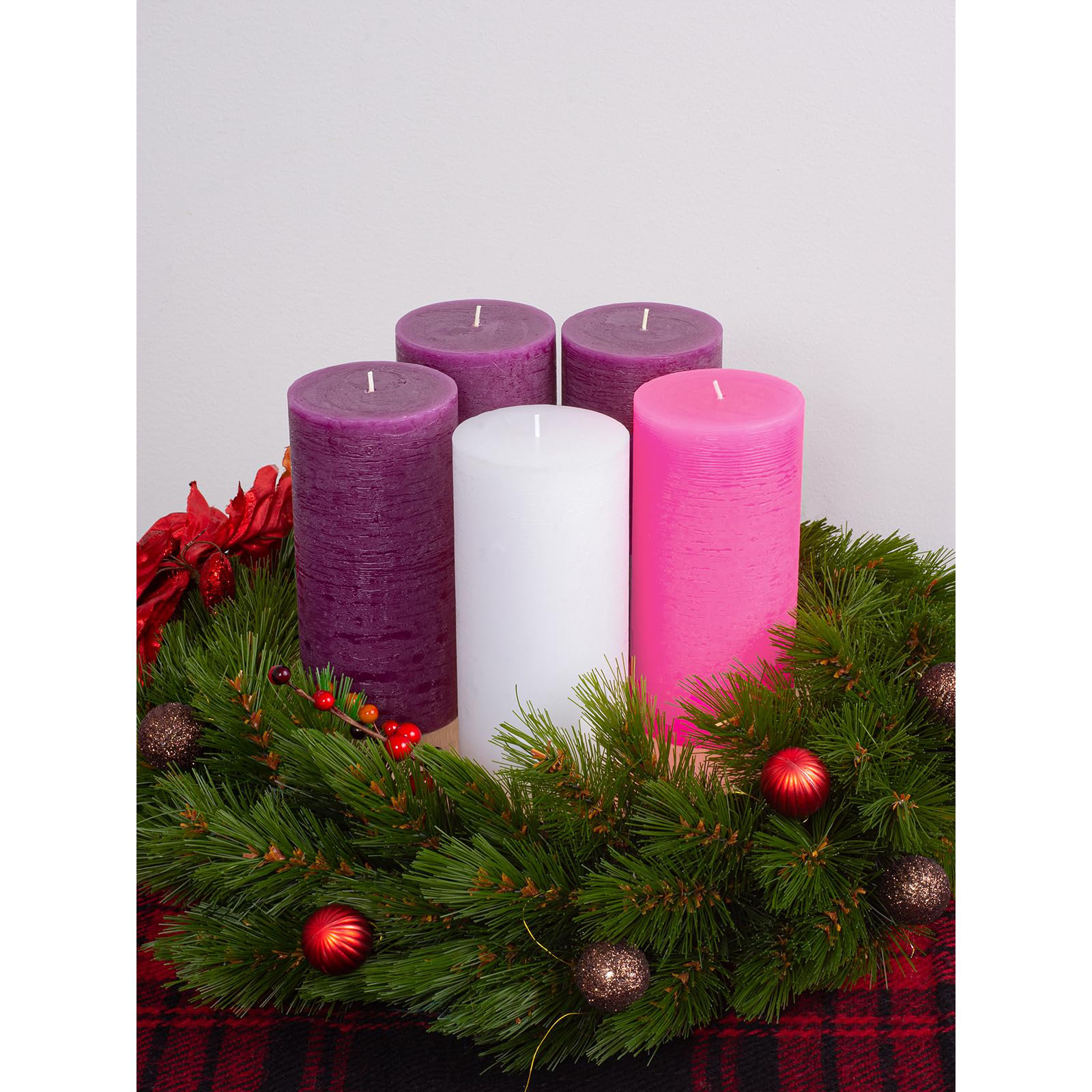 LIFETIME FLOORING LLC Pillar Advent Candles Set Of 5 - Rustic Pillar ...