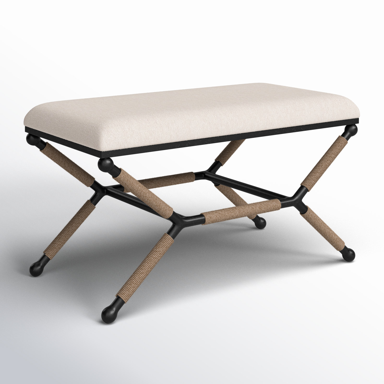 Birch Lane™ Pippa 36" Metal Upholstered Backless Campaign Bench with ...