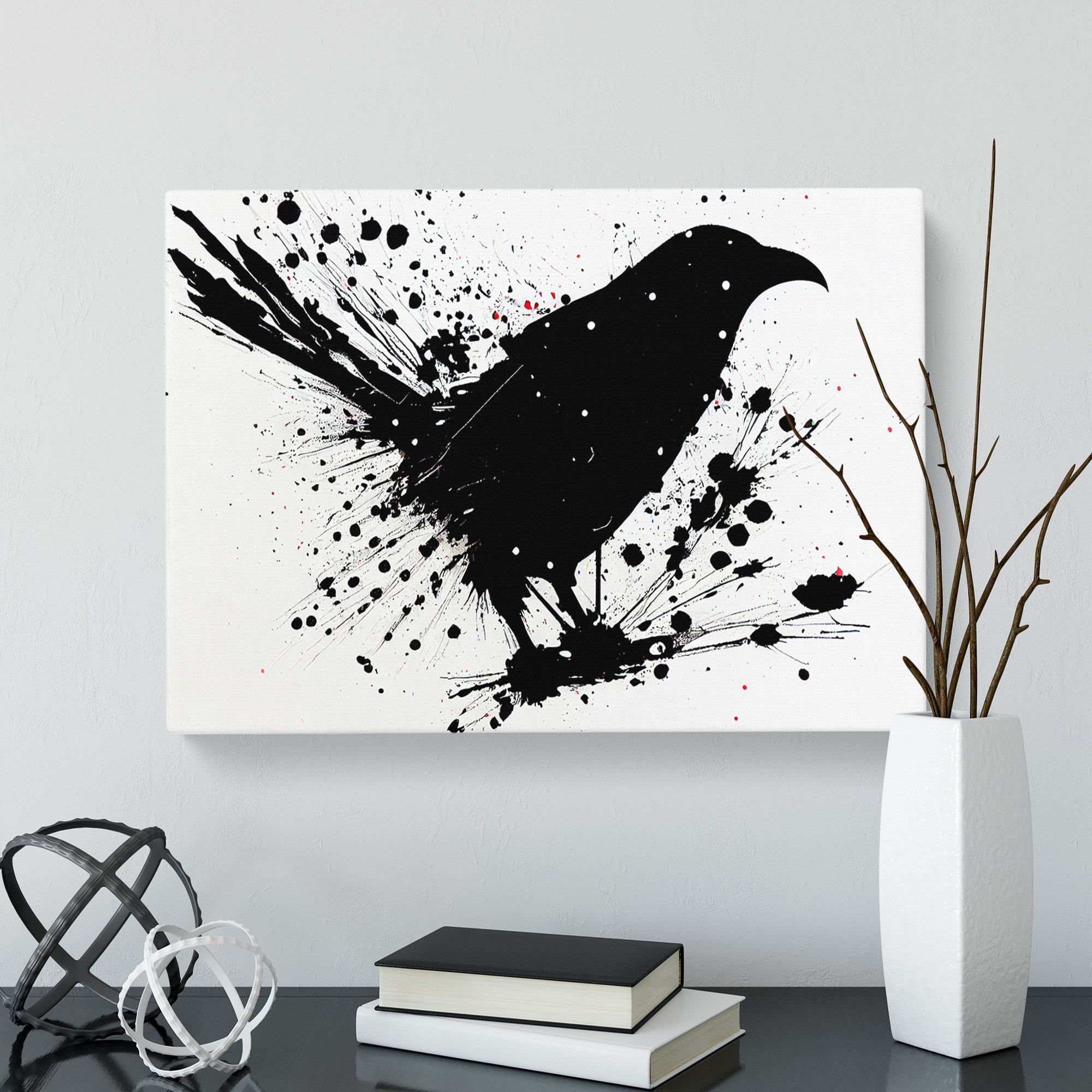 Marlow Home Co. Crow Bird Splash Vol.2 - Wrapped Canvas Painting ...