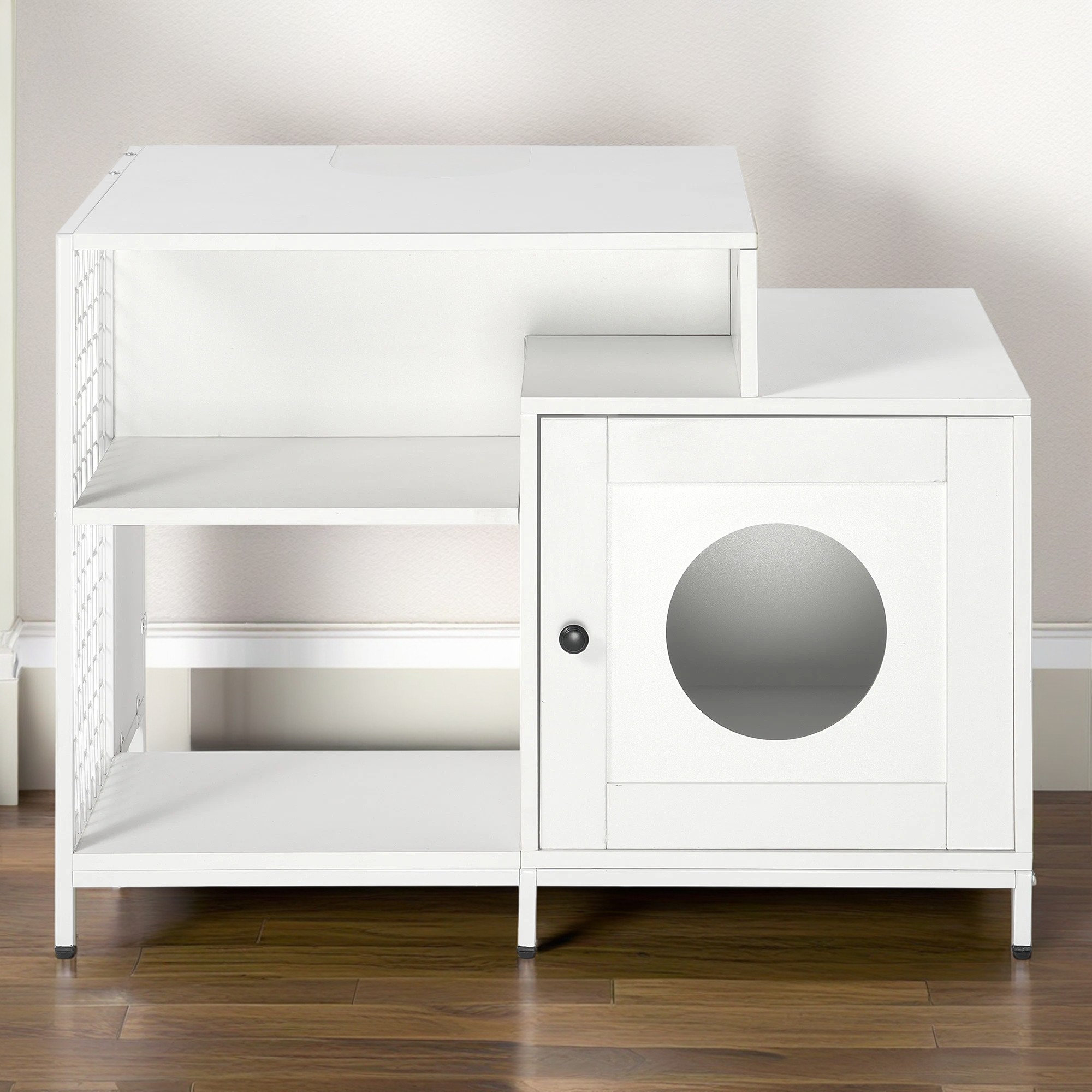 Tucker Murphy Pet™ Bathroom Cat Litter Box Enclosure with Divider | Wayfair