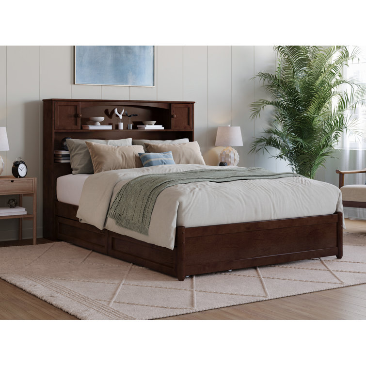 Latitude Run® Akanthou Solid Wood Storage Bookcase Platform Bed with ...