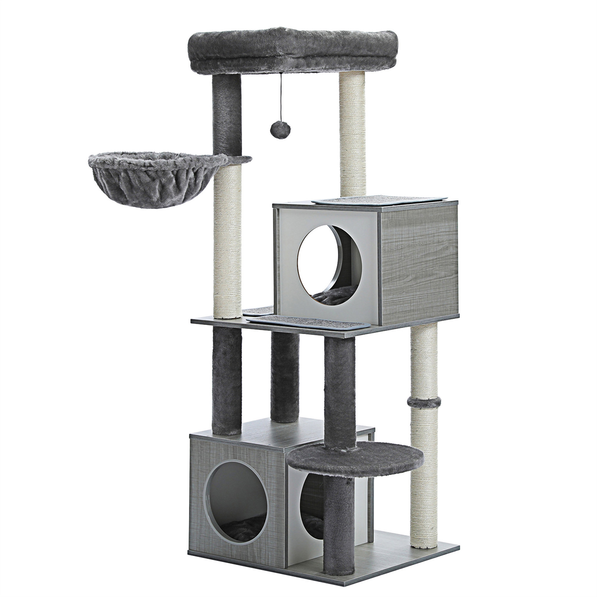 Latitude Run® 51 Inches Wrapped Sisal Wooden Large Cat Tree House | Wayfair