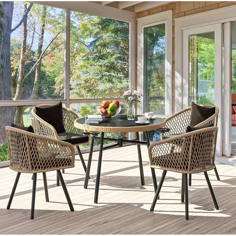 Corrigan Studio® Latitude Run® Gray 5-Piece Outdoor Patio Furniture ...