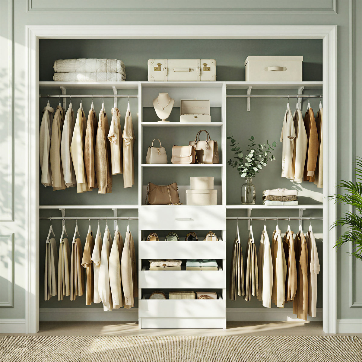 Latitude Run® 21"-95"Closet System With 4 Drawers And 4 Rods & Reviews ...