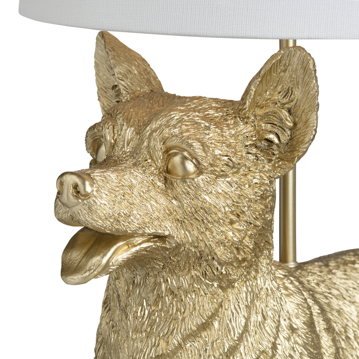 Dakota Fields Gold Resin Corgi Dog Table Lamp With Linen Shade ...