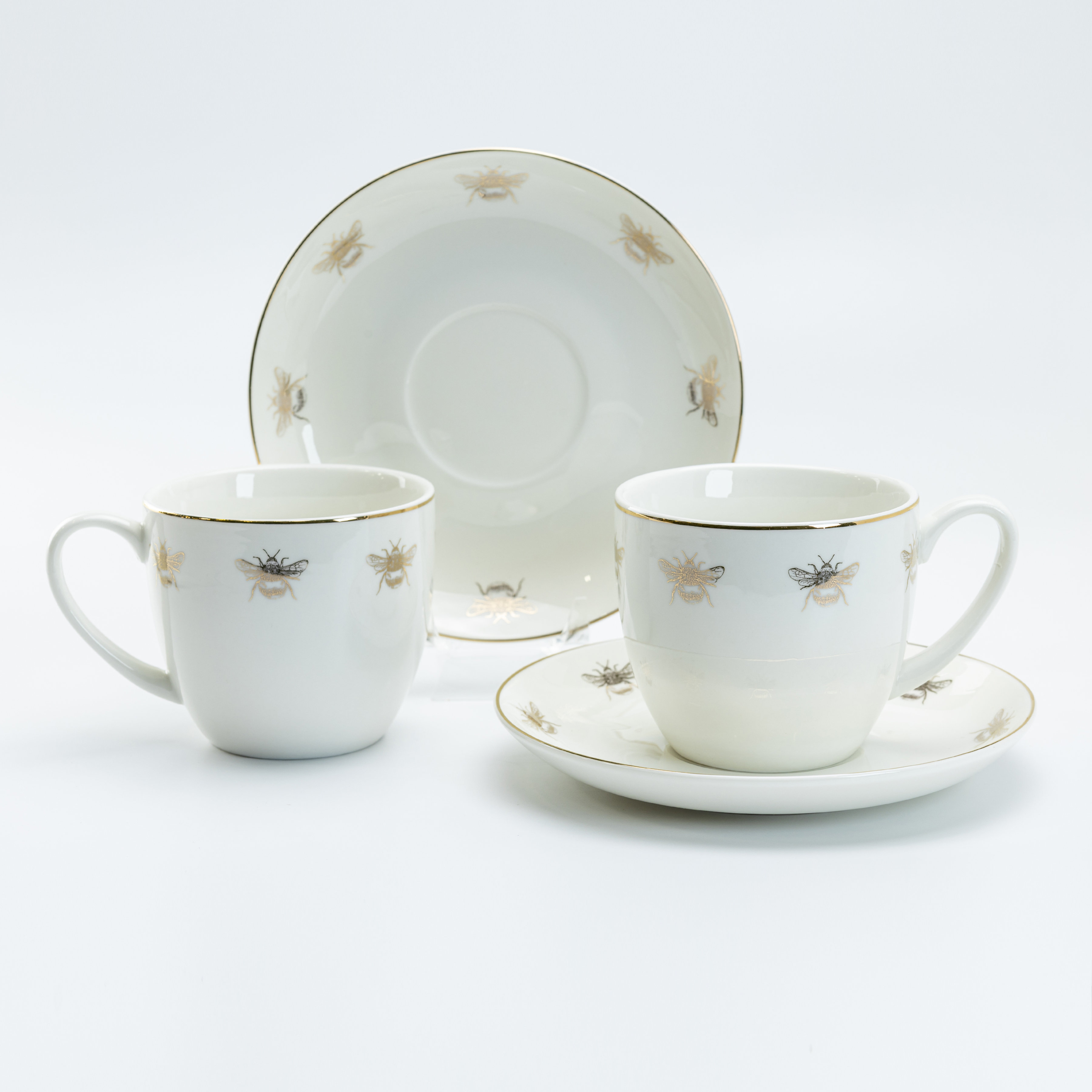 Grace's Tea Ware Gold Bee Porcelain Coffee Cup And Saucer, Set Of 2 ...
