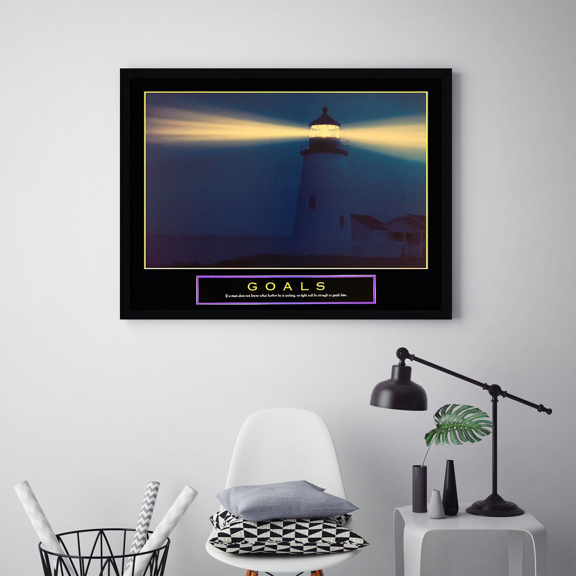 East Urban Home 'Goals Lighthouse' Framed Graphic Art Print | Wayfair