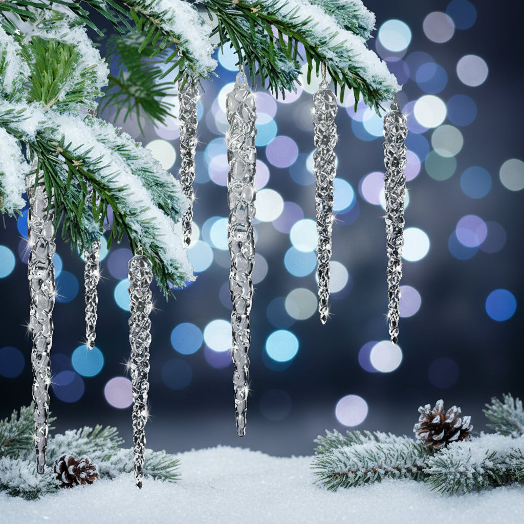 The Holiday Aisle® 24-Pack Clear Acrylic Crystal Icicle Ornaments For ...