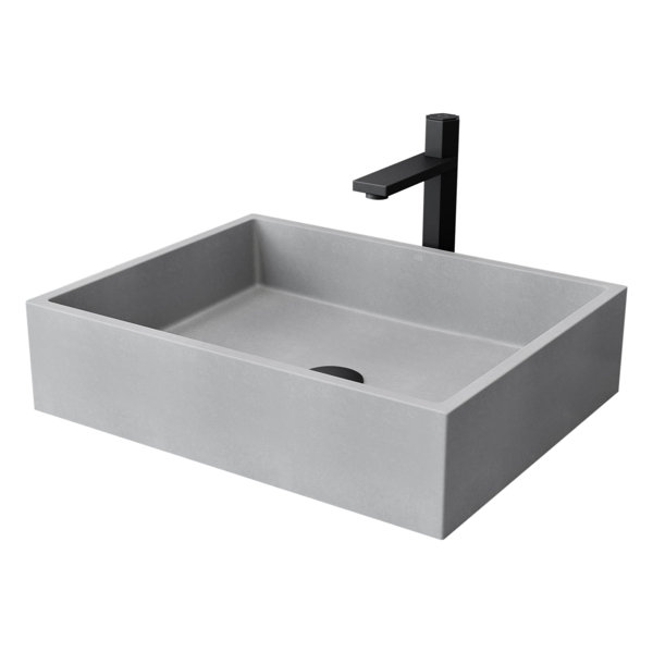 VIGO Coca Gothic 19" L x 15" W x 5" H Rectangular Concrete Vessel ...