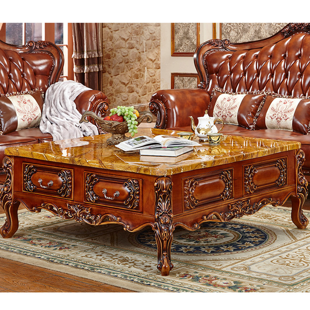Bkoksety European Vintage Carved Marble Coffee Table - Wayfair Canada