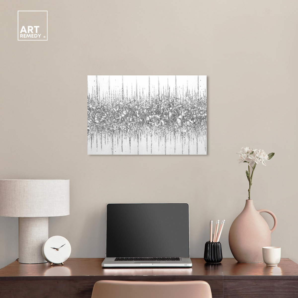 Art Remedy Grey Lines Inspo Canvas Modern Black White Abstract Art by ...