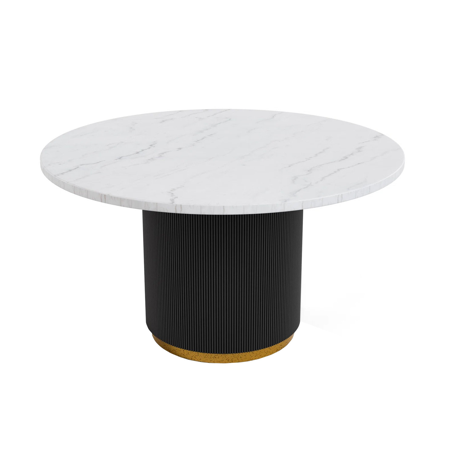 Brayden Studio® Round Faux Marble Dining Table With Reeded Plinth Base ...