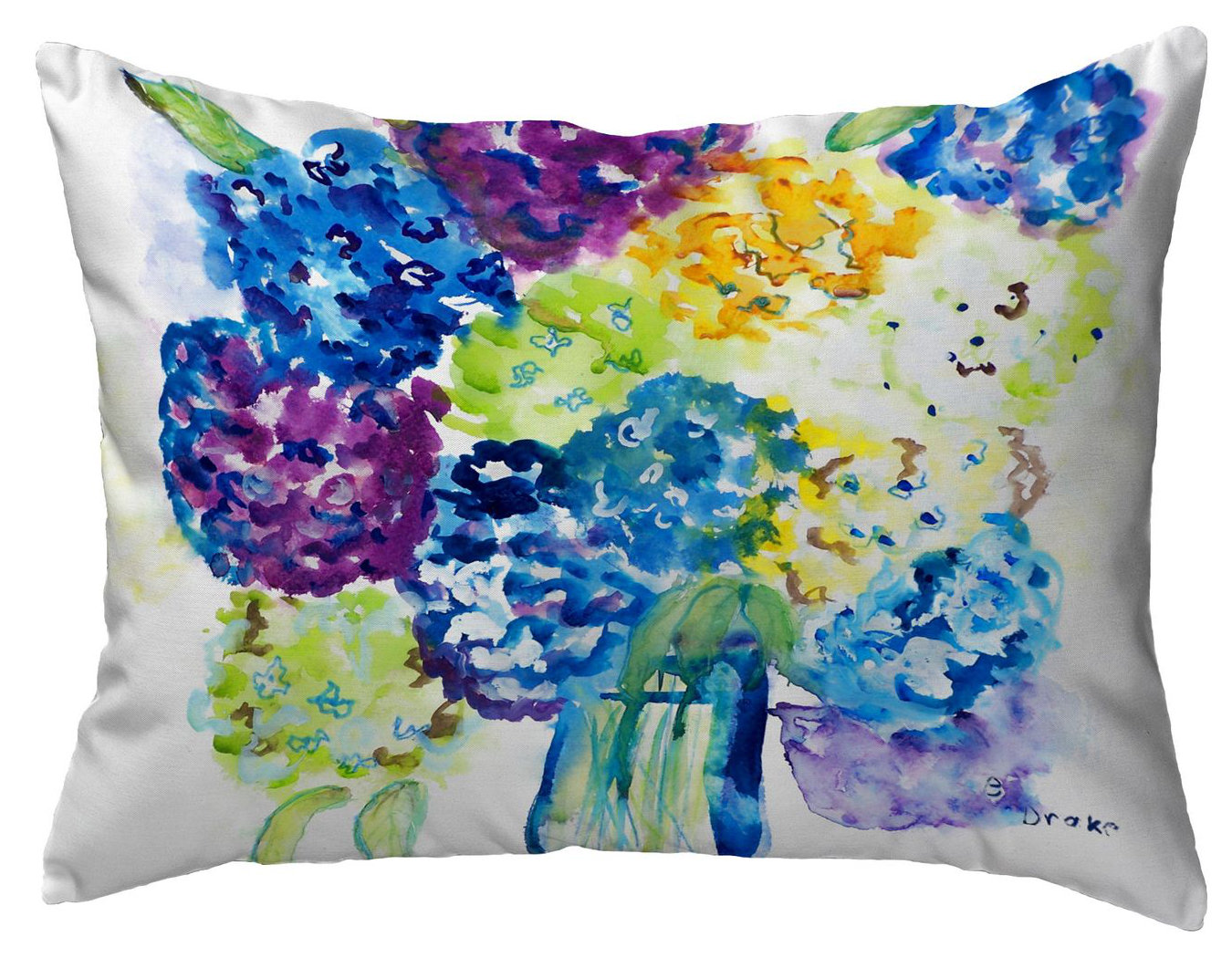 Betsy Drake Interiors Betsy's Hydrangea Indoor/Outdoor Lumbar Pillow ...