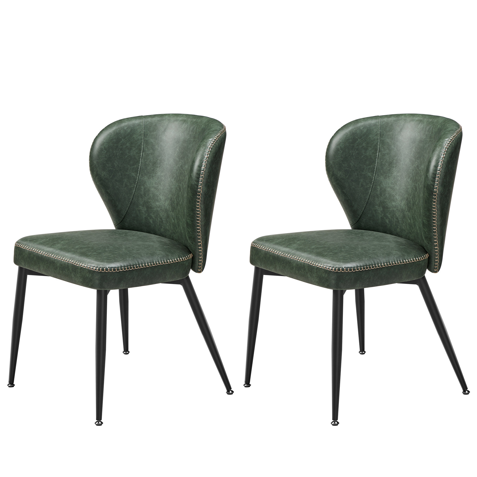 George Oliver Synthetic Leather Upholstered Dining Chairs with ...