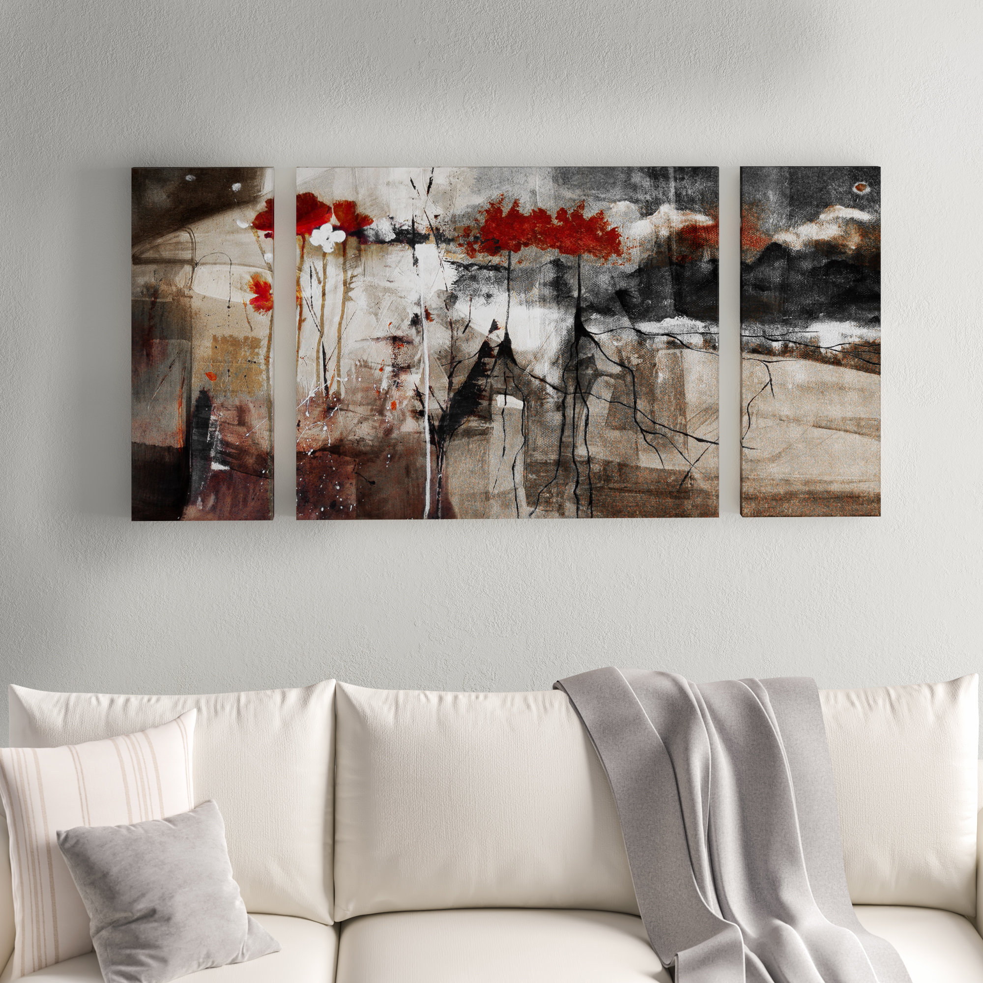 Wade Logan Abstract - 3 Piece Wrapped Canvas Print Set on Canvas ...