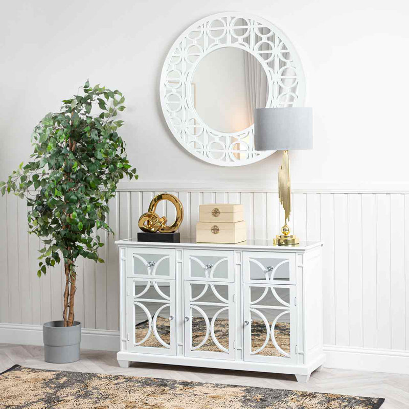 Mercer41 Violetta 40cm Wide Sideboard, 3 Drawer Wooden Buffet Cabinet ...