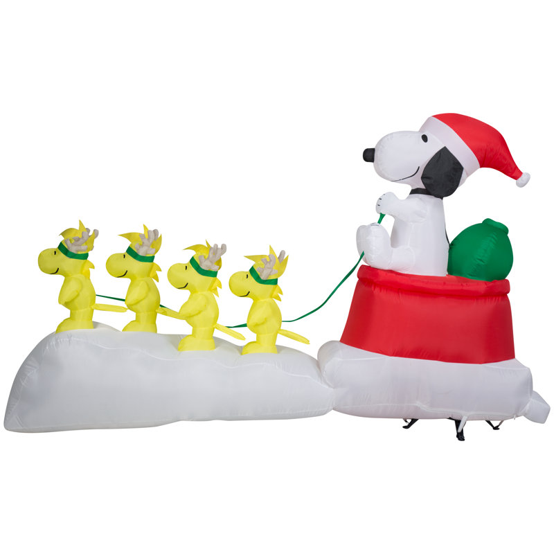 Gemmy Industries Airblown-Snoopy in Dog Bowl Sleigh w/Woodstocks-Scene ...