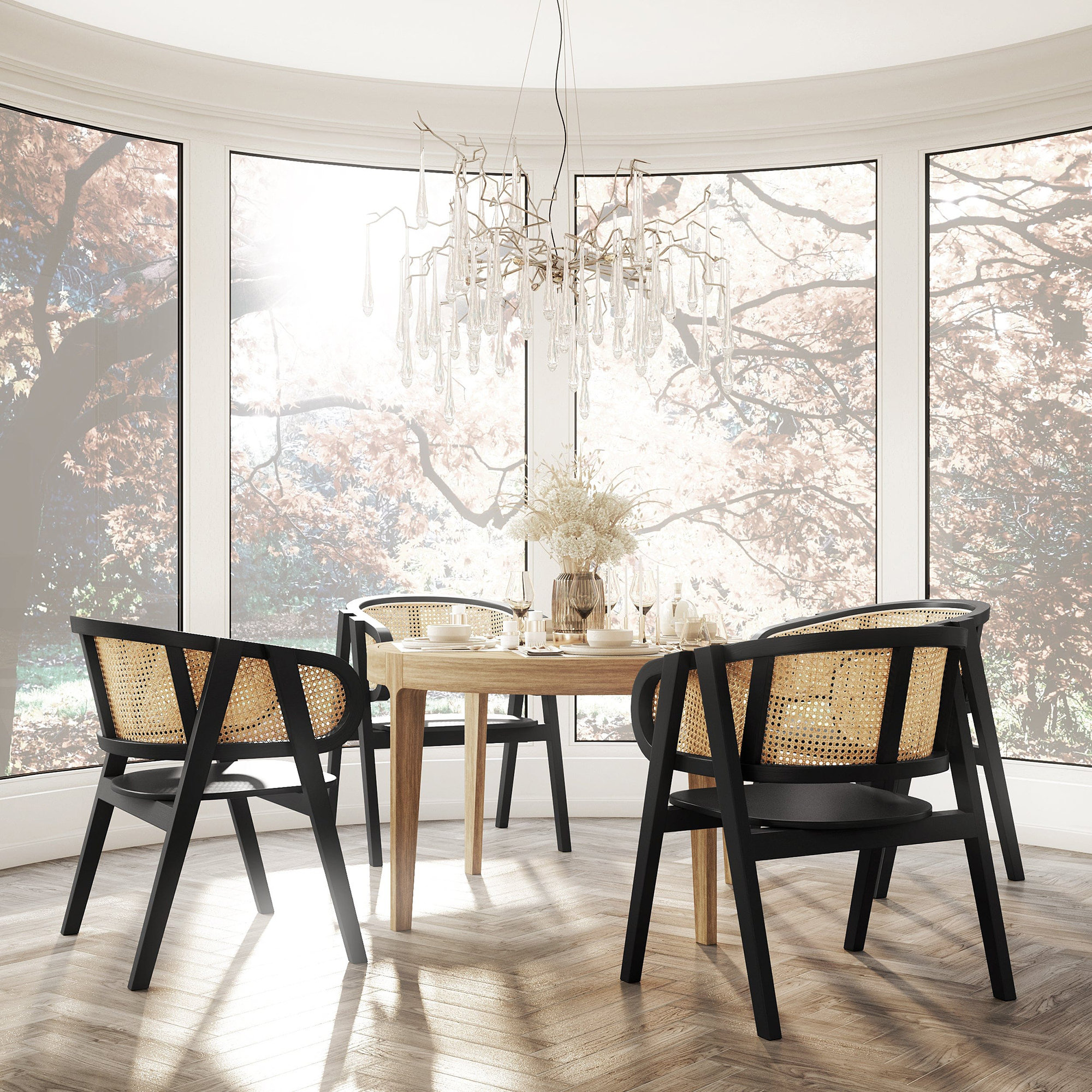 Bayou Breeze Apryll Single Dining Chair, Pre-assembled, Rattan & Solid ...