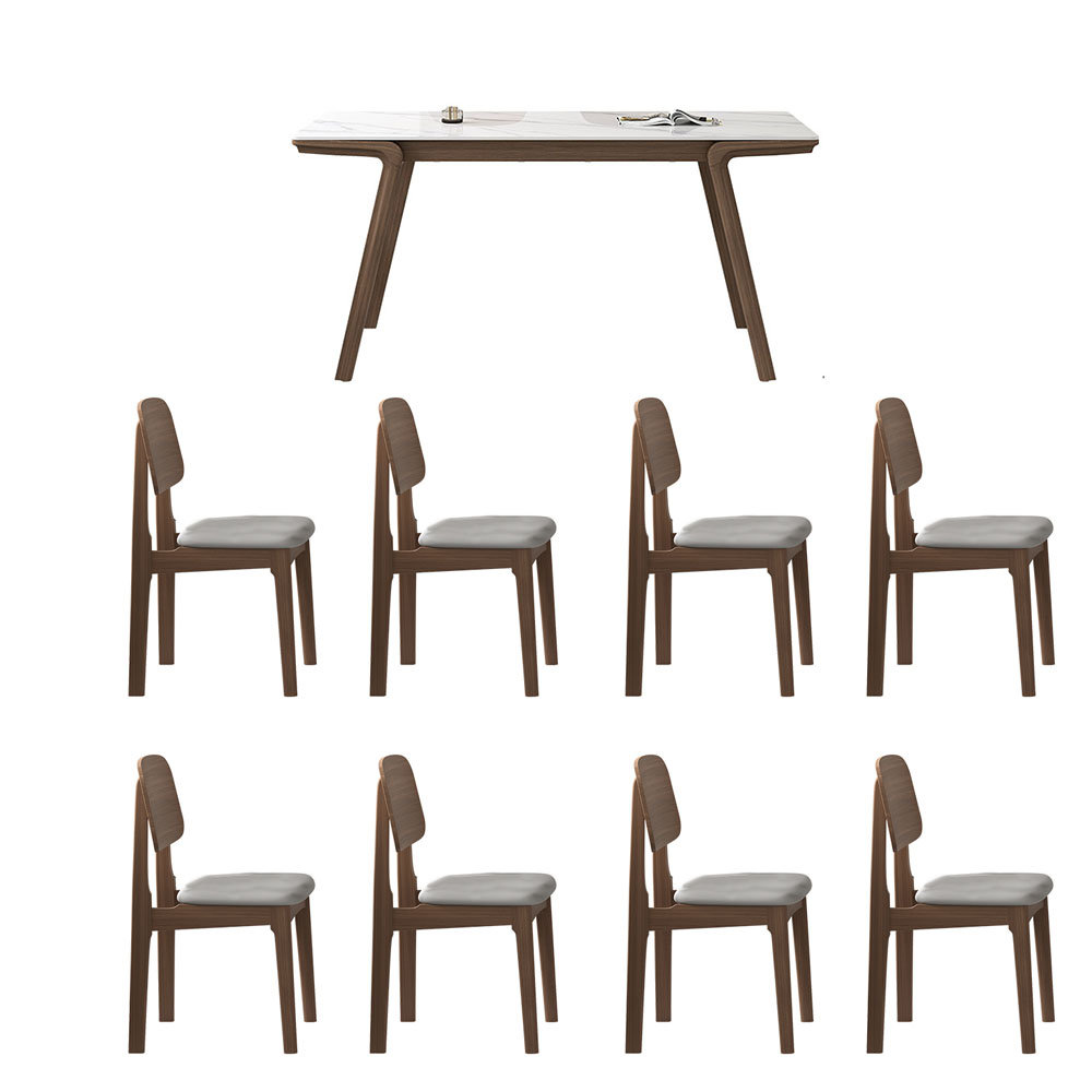 HomeLuxea White Ash Rock Slab Table with Oak Chairs | Wayfair