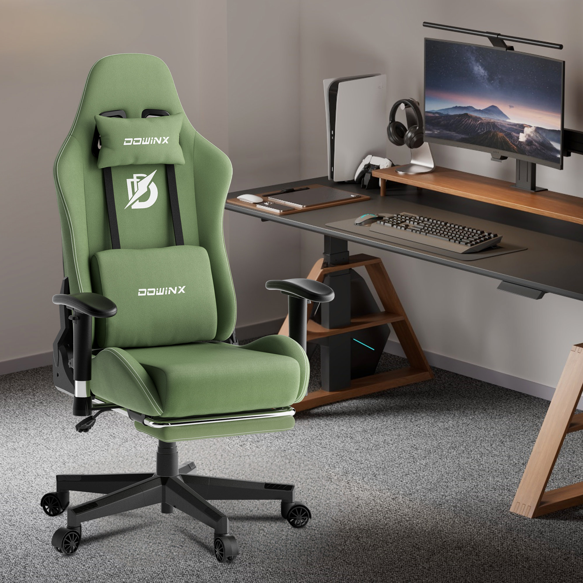 Inbox Zero Gaming Chair With Massage Lumbar Support, Suede Fabric ...