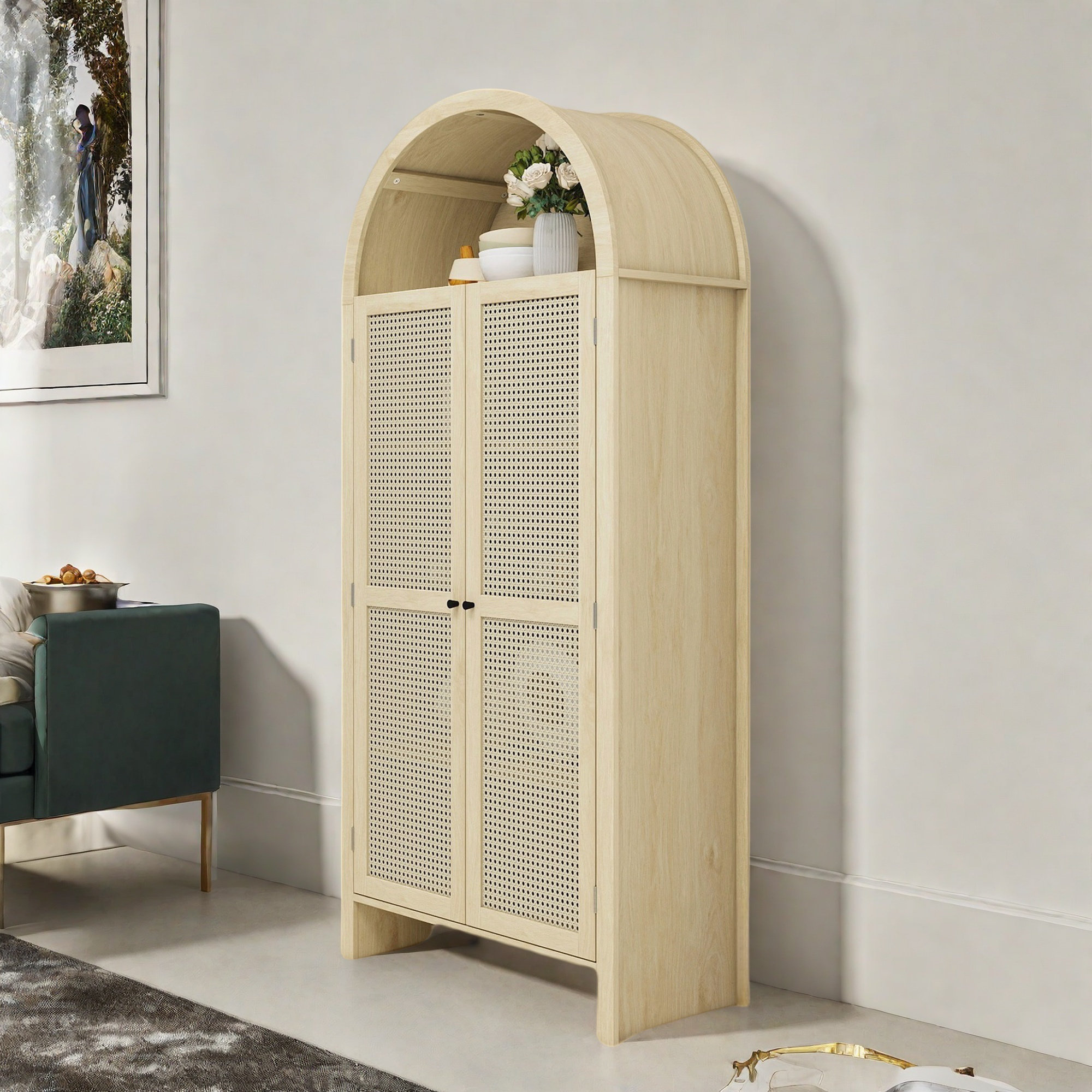 Bay Isle Home™ Grand garde-manger arqué avec tablettes réglables et ...