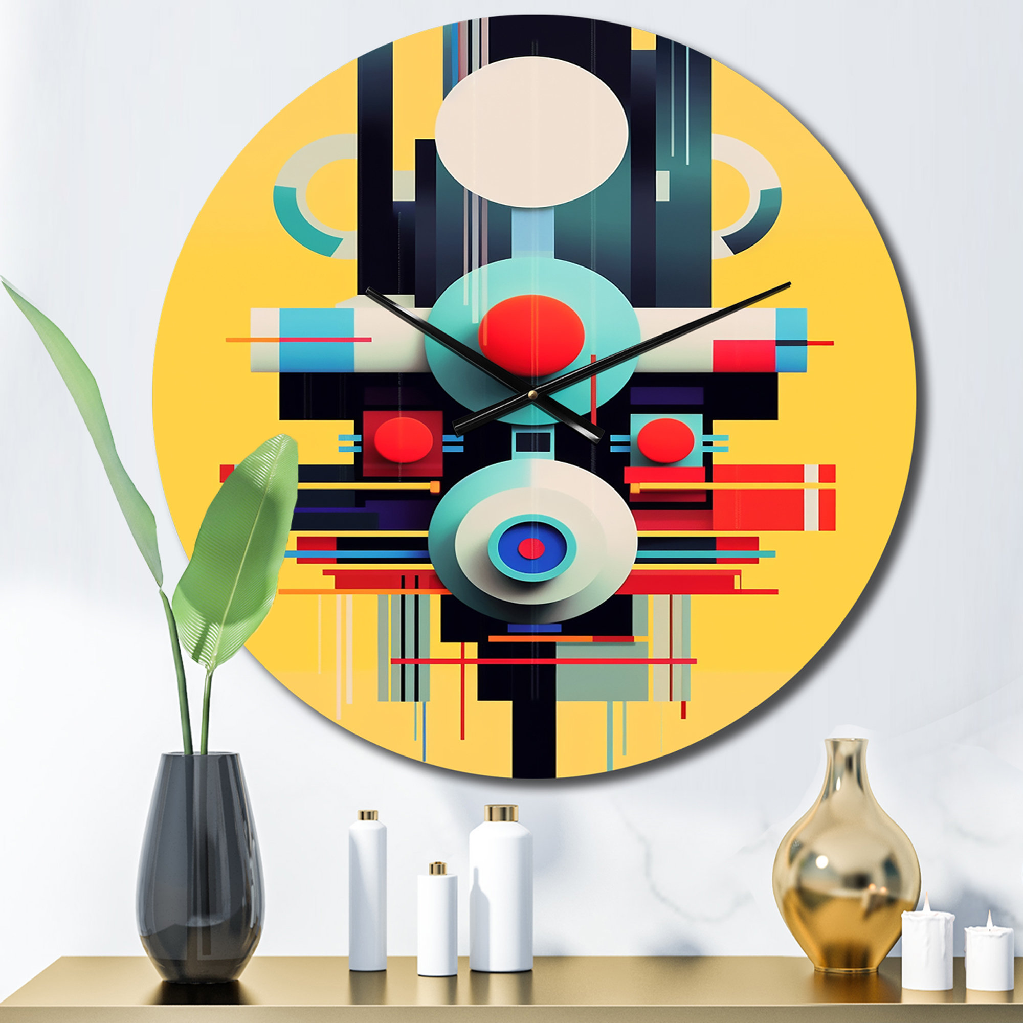 East Urban Home Minimal Retro Geometry on Yellow - Modern Geometric ...