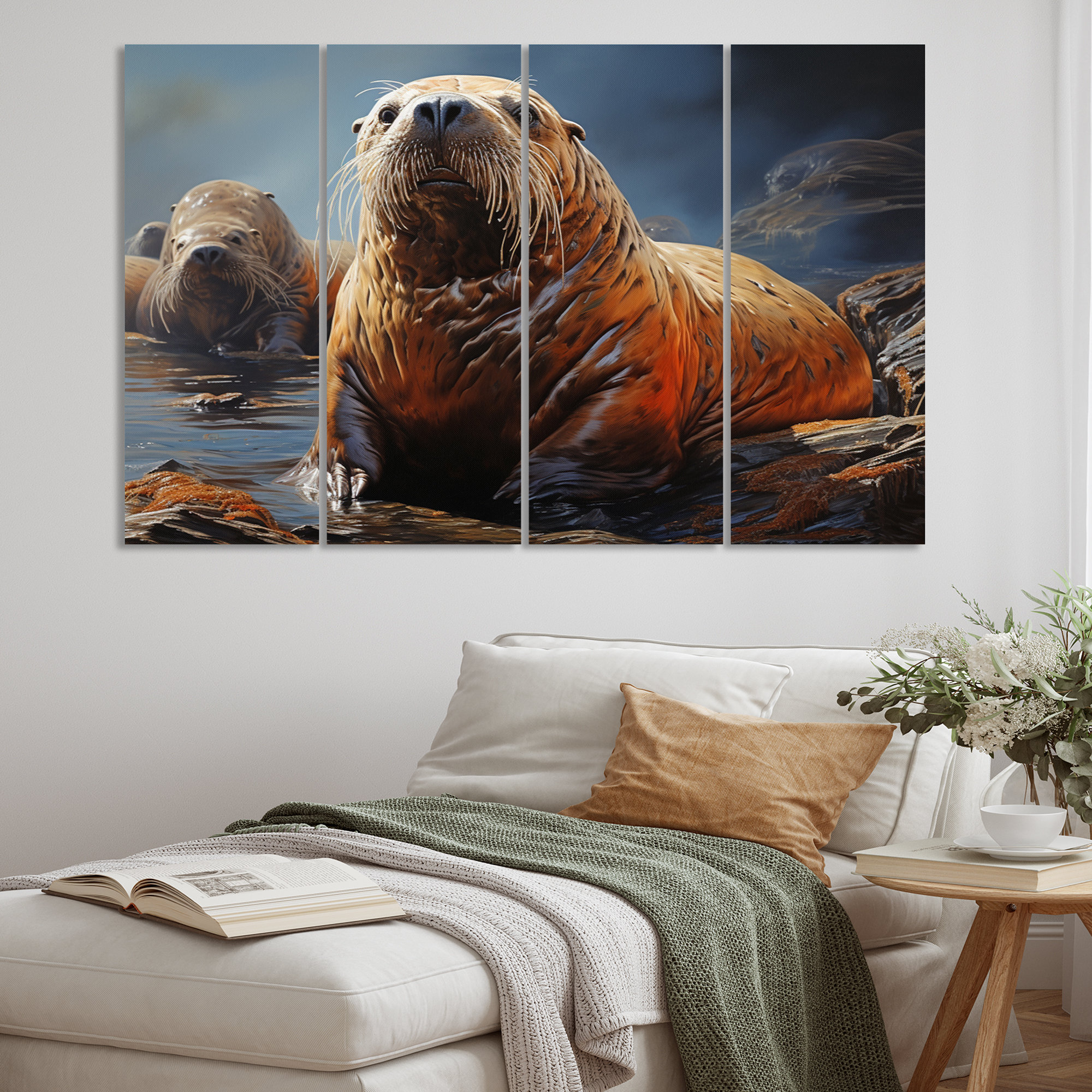 DesignArt Walrus Coastal Guardian III - Walrus Metal Wall Decor Set ...