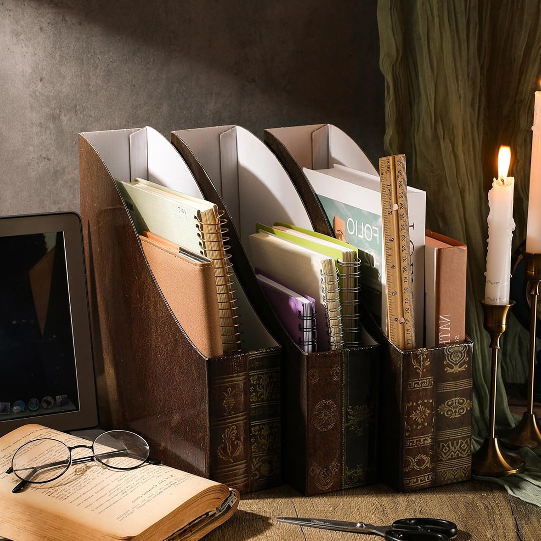 Inbox Zero 6 Pcs File Magazine Organizer,Vintage Classic Books Magazine Rack | Wayfair