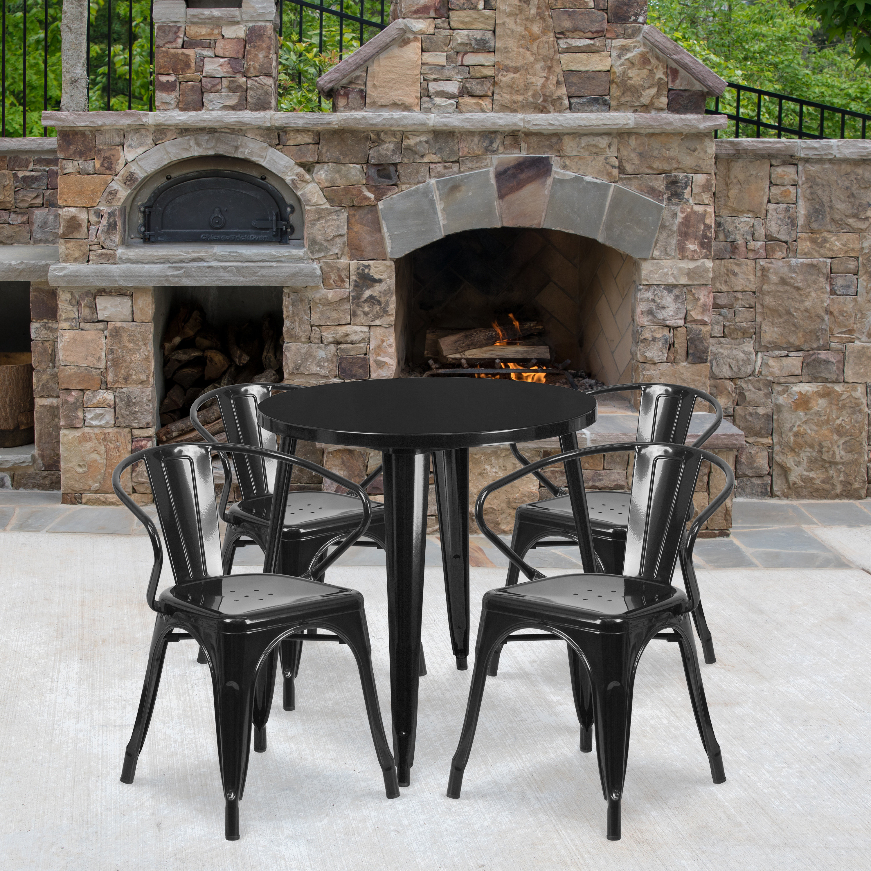 Latitude Run® Cordele 24'' Round Metal Indoor-Outdoor Table Set with 4 ...