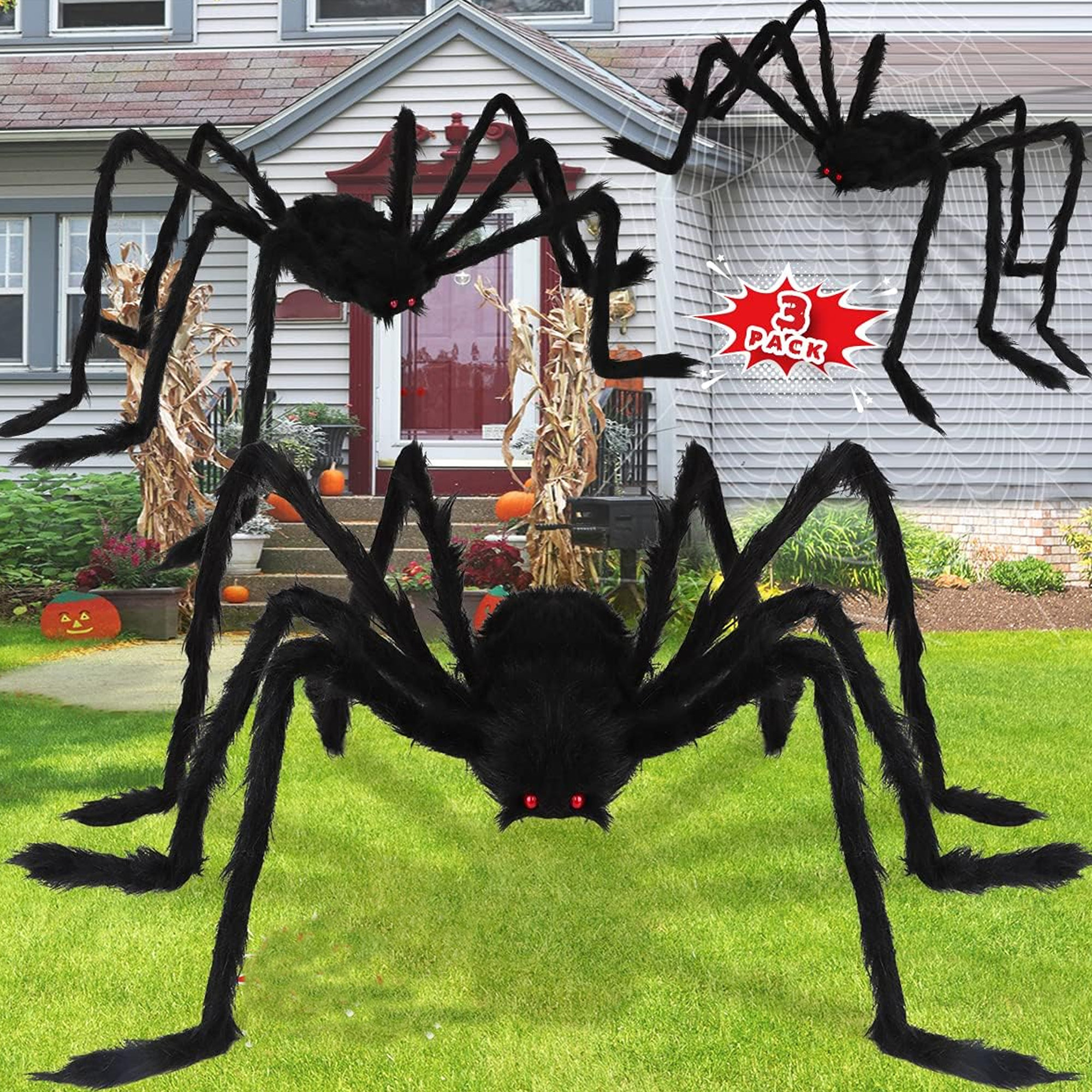 The Holiday Aisle® Halloween Giant Spider Decorations (3 Pack ...