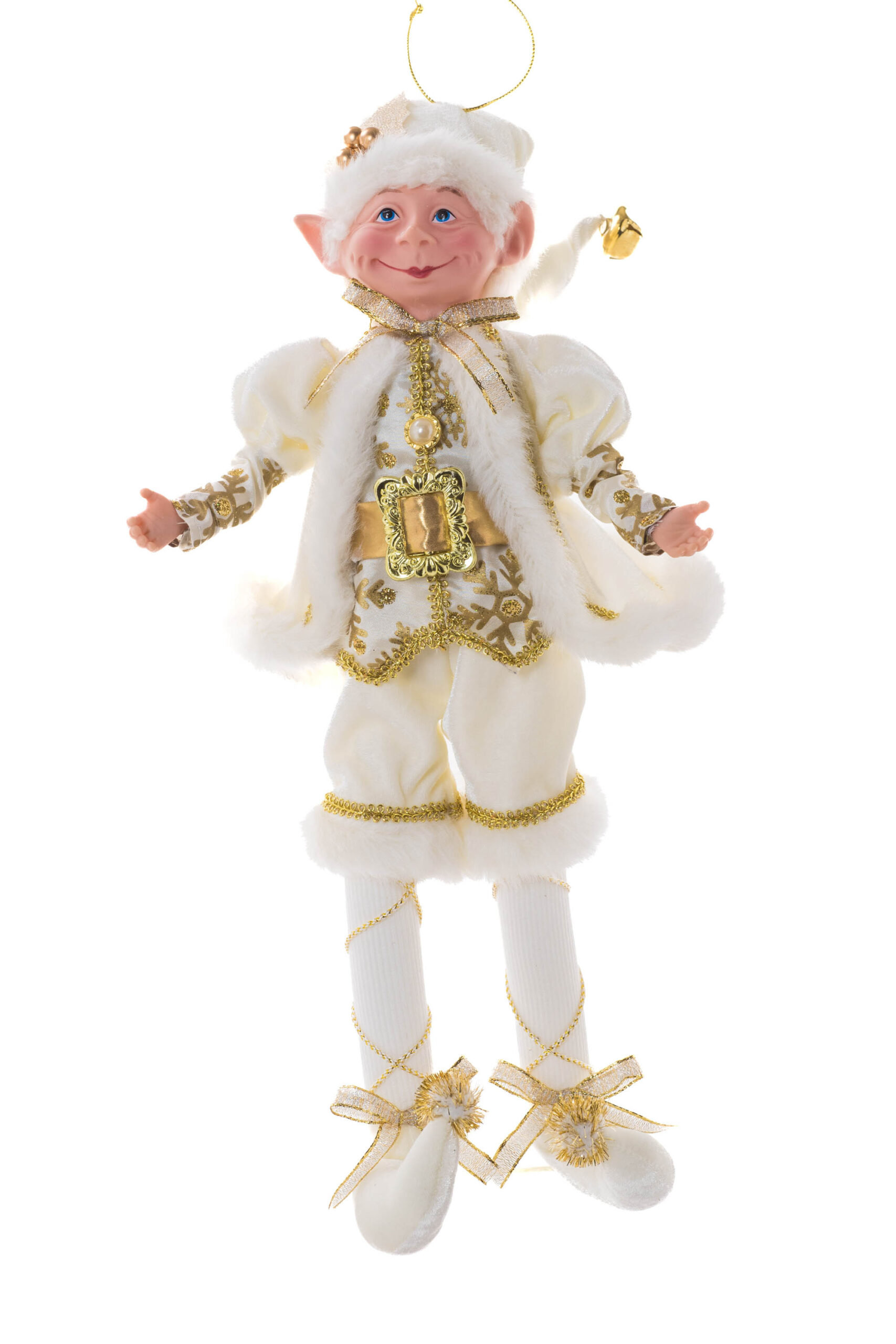 The Holiday Aisle® White/Gold Fabric Hangable Dapper Elf with Adjustable Legs - Wayfair Canada