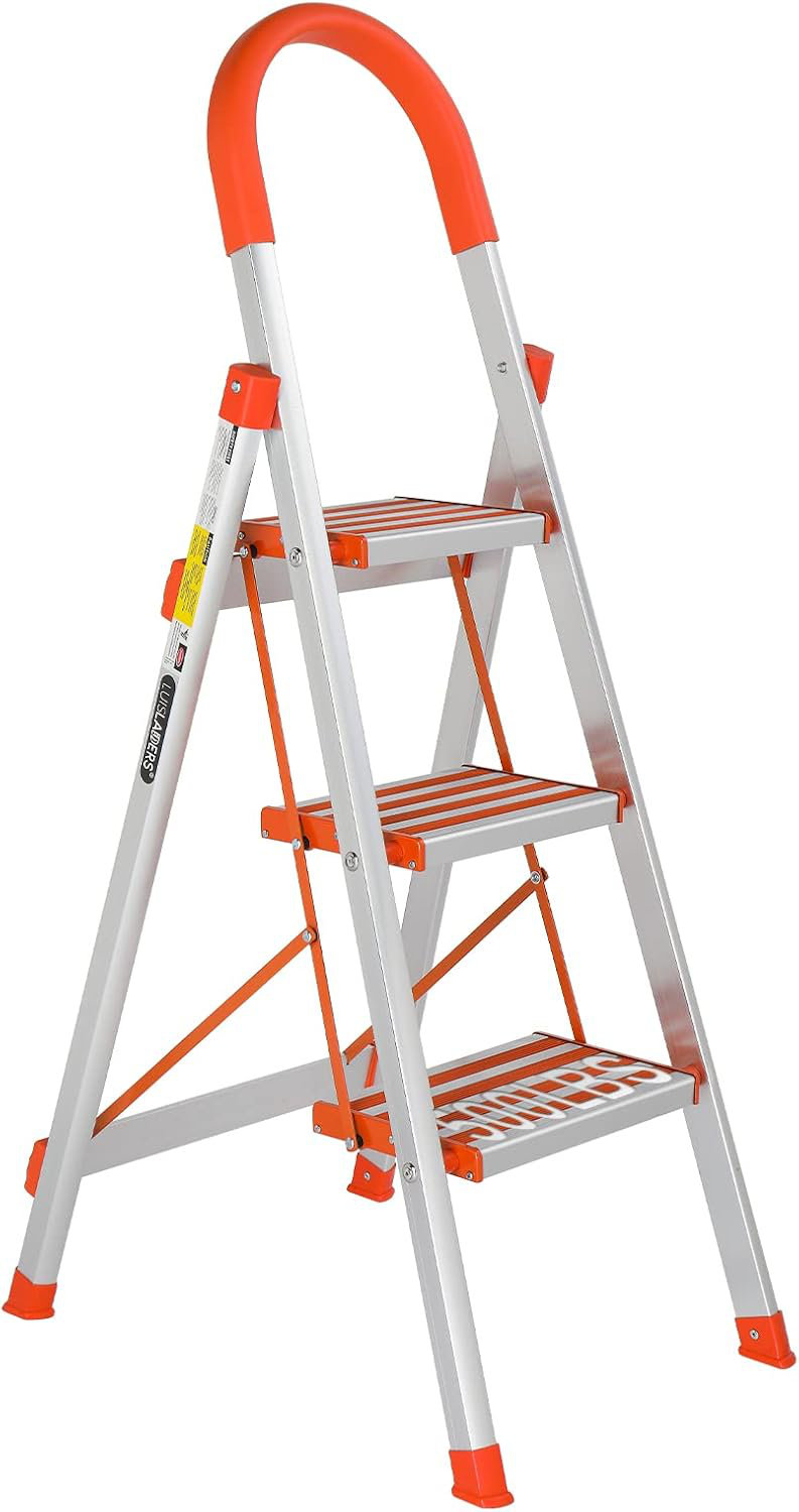 Hokku Designs 3 Step Stool Aluminum Lightweight Step Ladder Folding ...