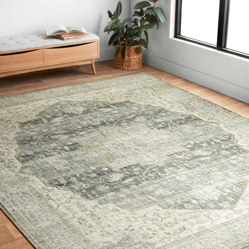 Bloomsbury Market Appy Performance Gray/Green Rug & Reviews | Wayfair