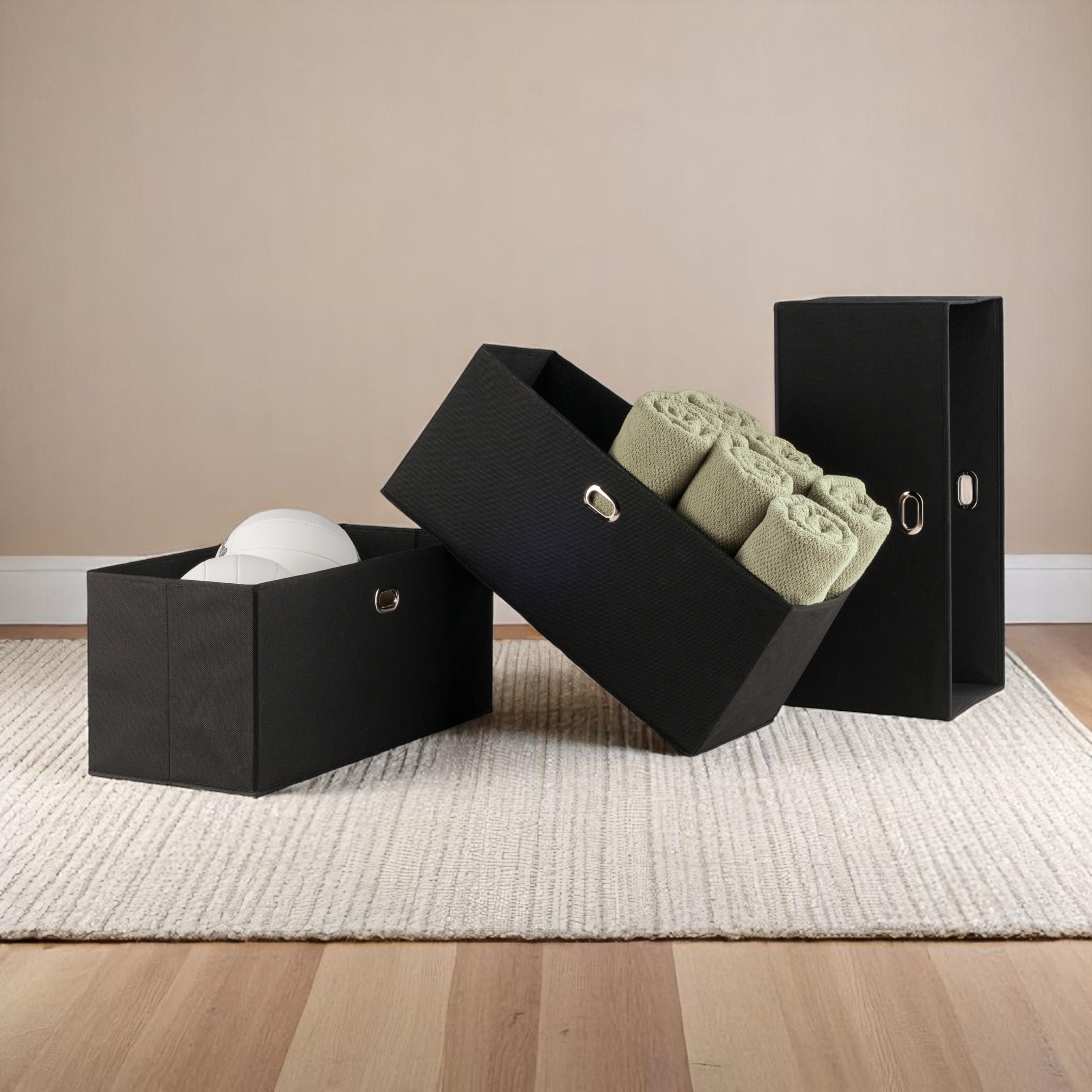 Latitude Run® Foldable 3-piece fabric basket set by Finnian | Wayfair