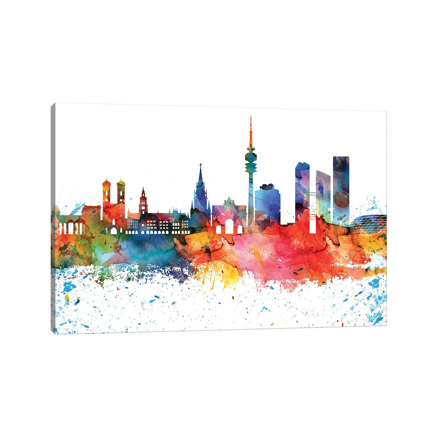 ModernMoments Munich Colourful Watercolour Skyline by WallDecorAddict ...