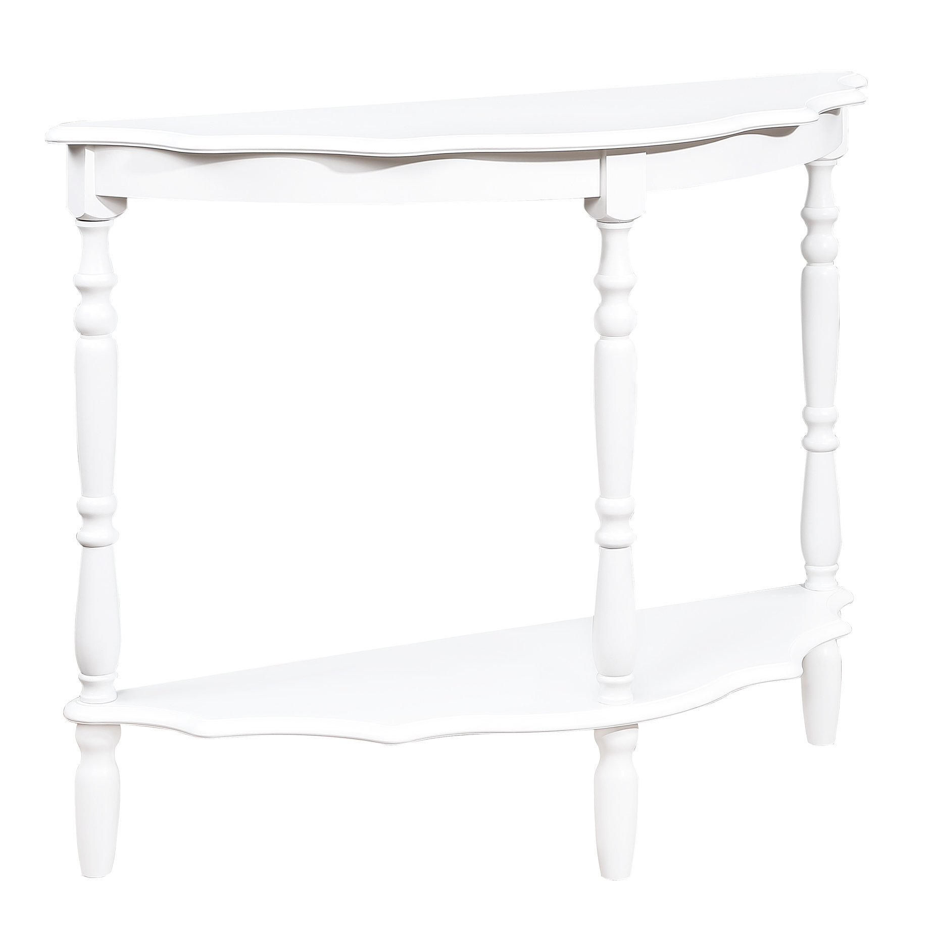 Alcott Hill® Milk White Half-moon Console Table, Solid Wood, Cloud ...