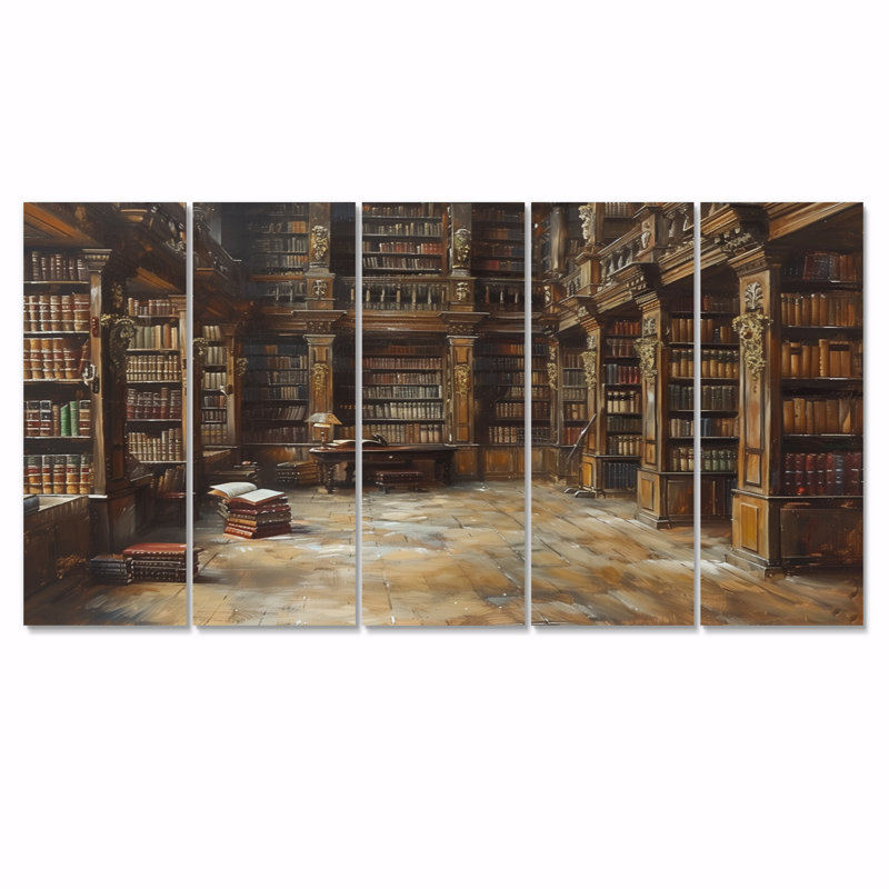 Winston Porter Brown Beige Vintage Library Books II - Libraries Wall ...