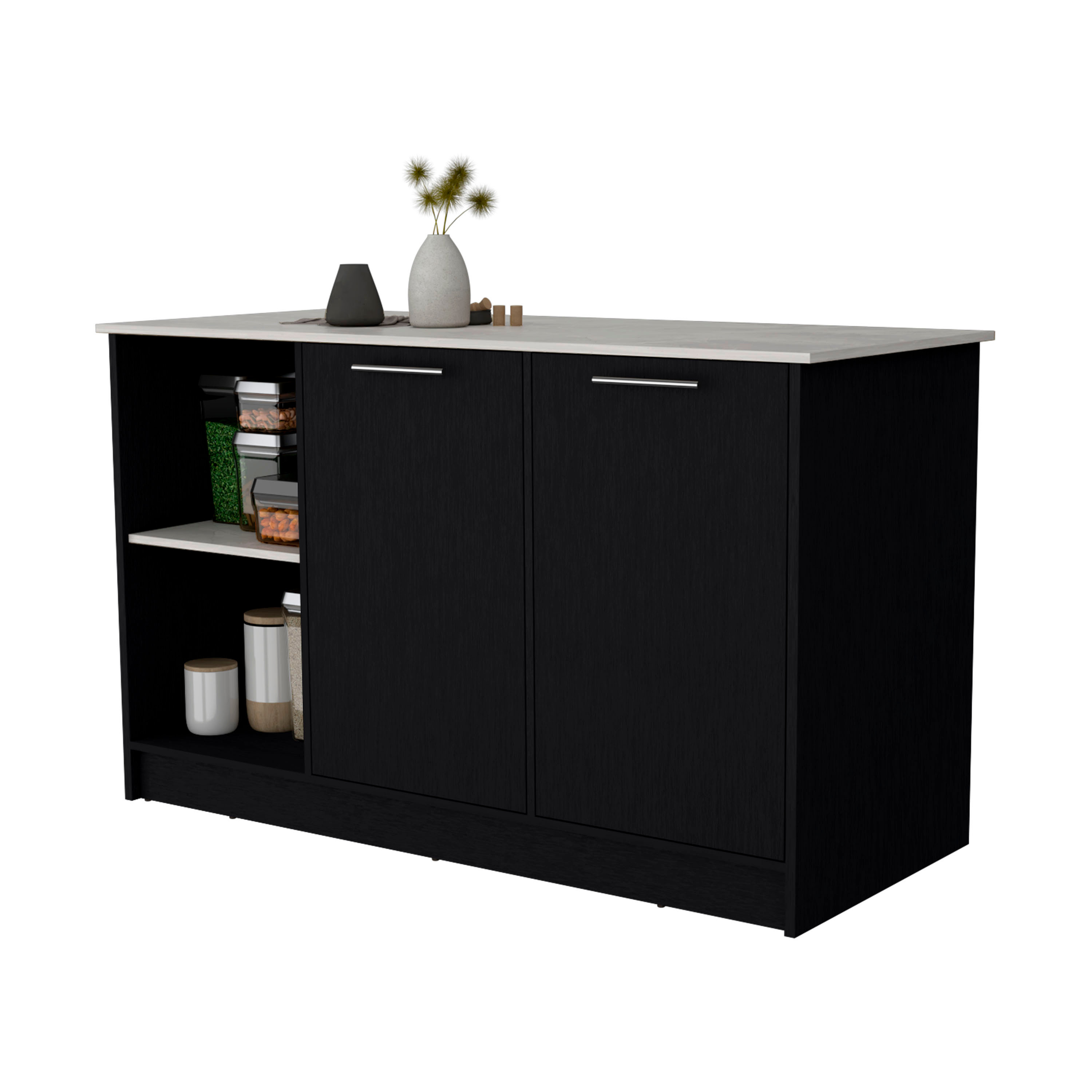 Latitude Run® Mercury Kitchen Island With Spacious Countertop, Double ...