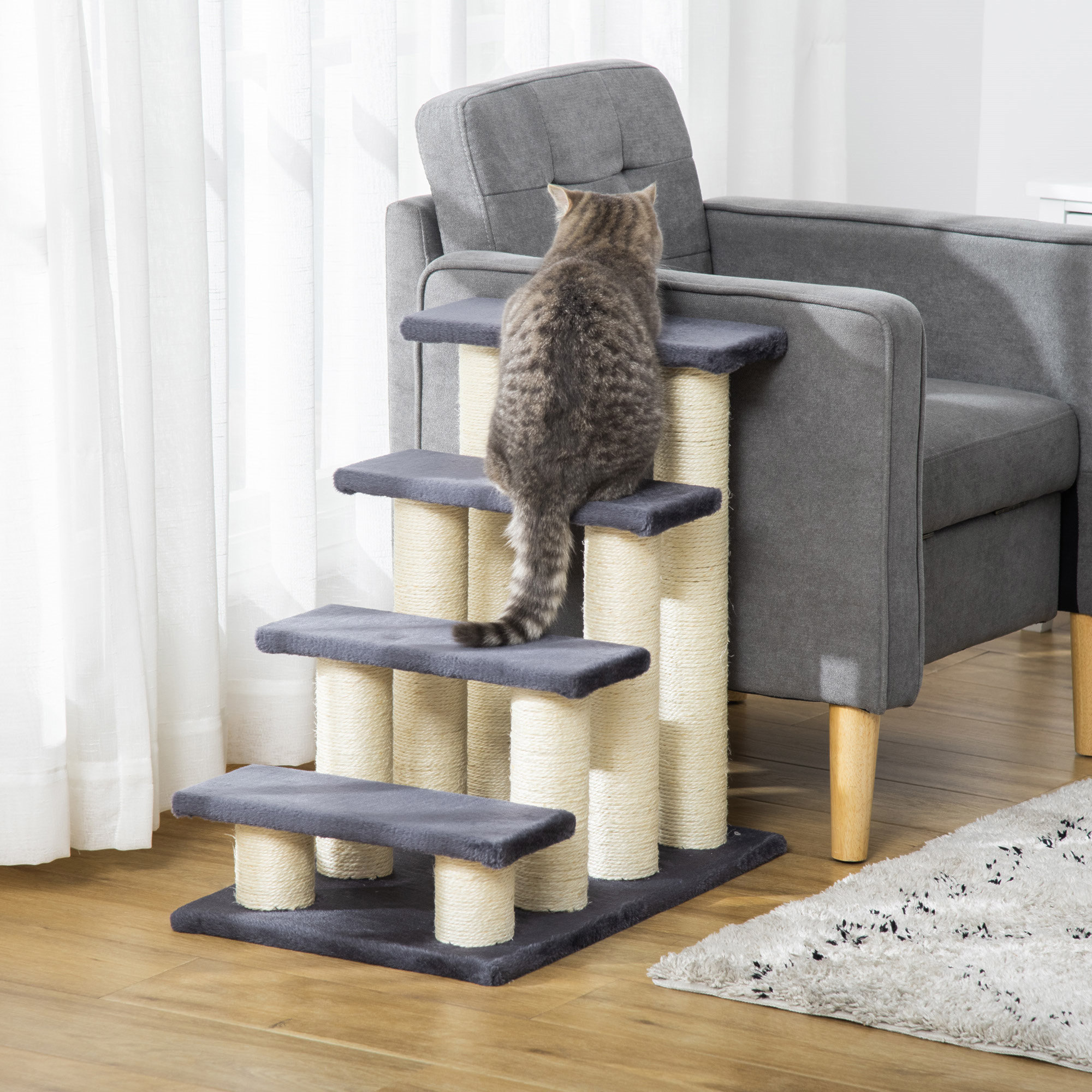 Archie & Oscar™ Cat Tree With 4 Steps For High Beds Couch, Cute Stair ...