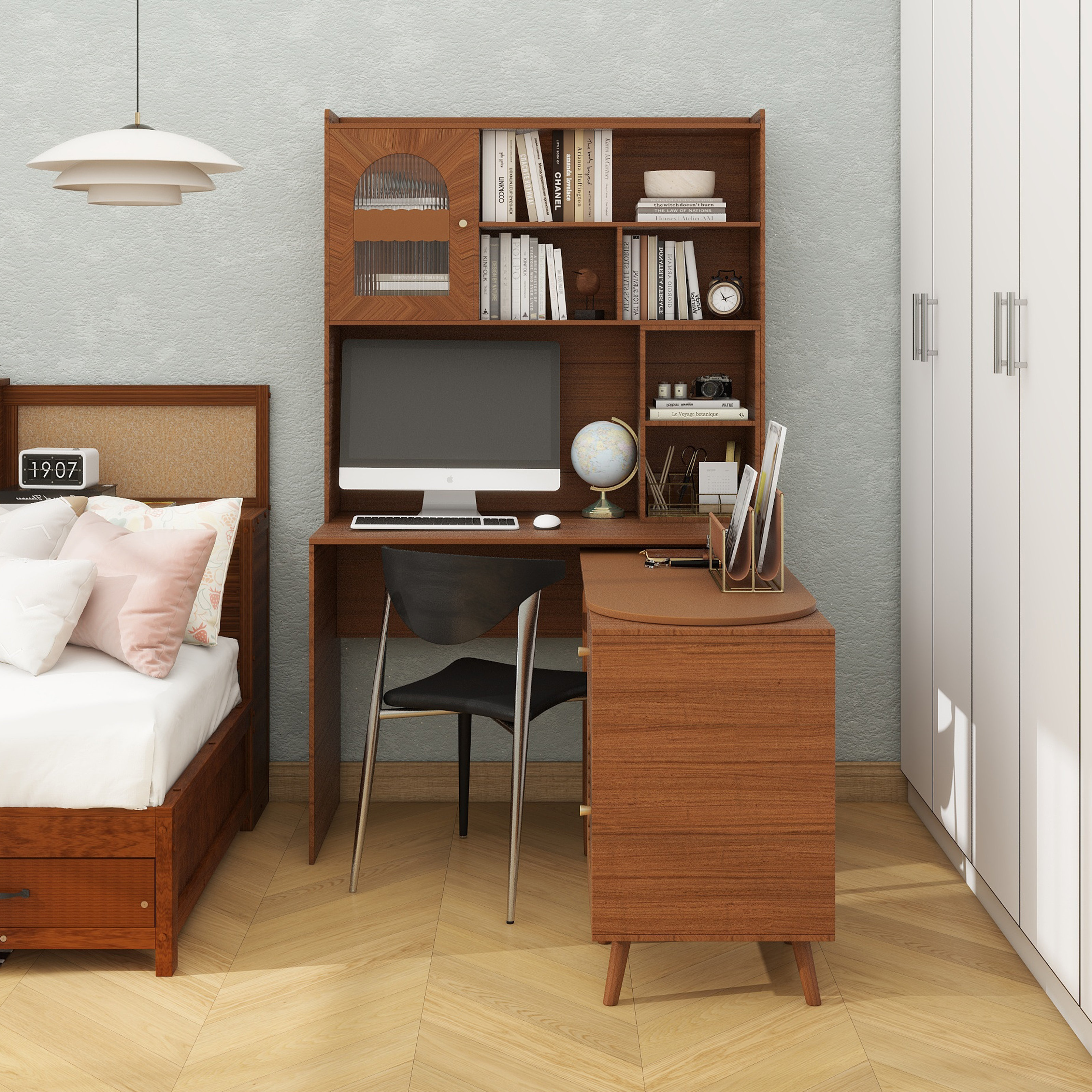 Latitude Run® Computer Desk With 90 Degree Rotating Desktop, 43X70 Inch ...