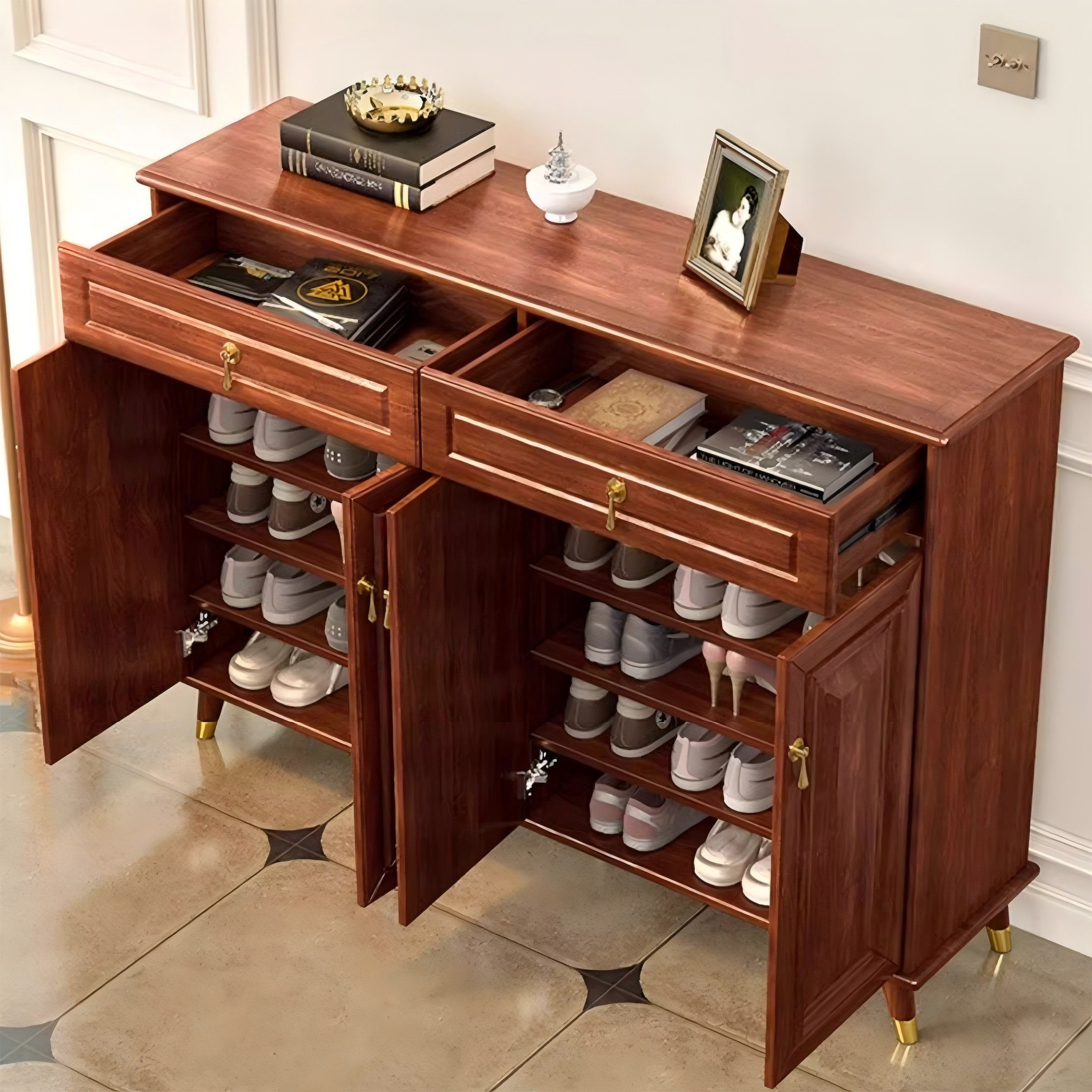 Refineroost Modern minimalist large capacity solid wood shoe cabinet ...